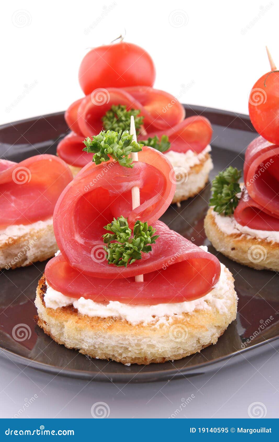 Canapes with Cheese and Bacon Stock Image - Image of toast, snack: 19140595