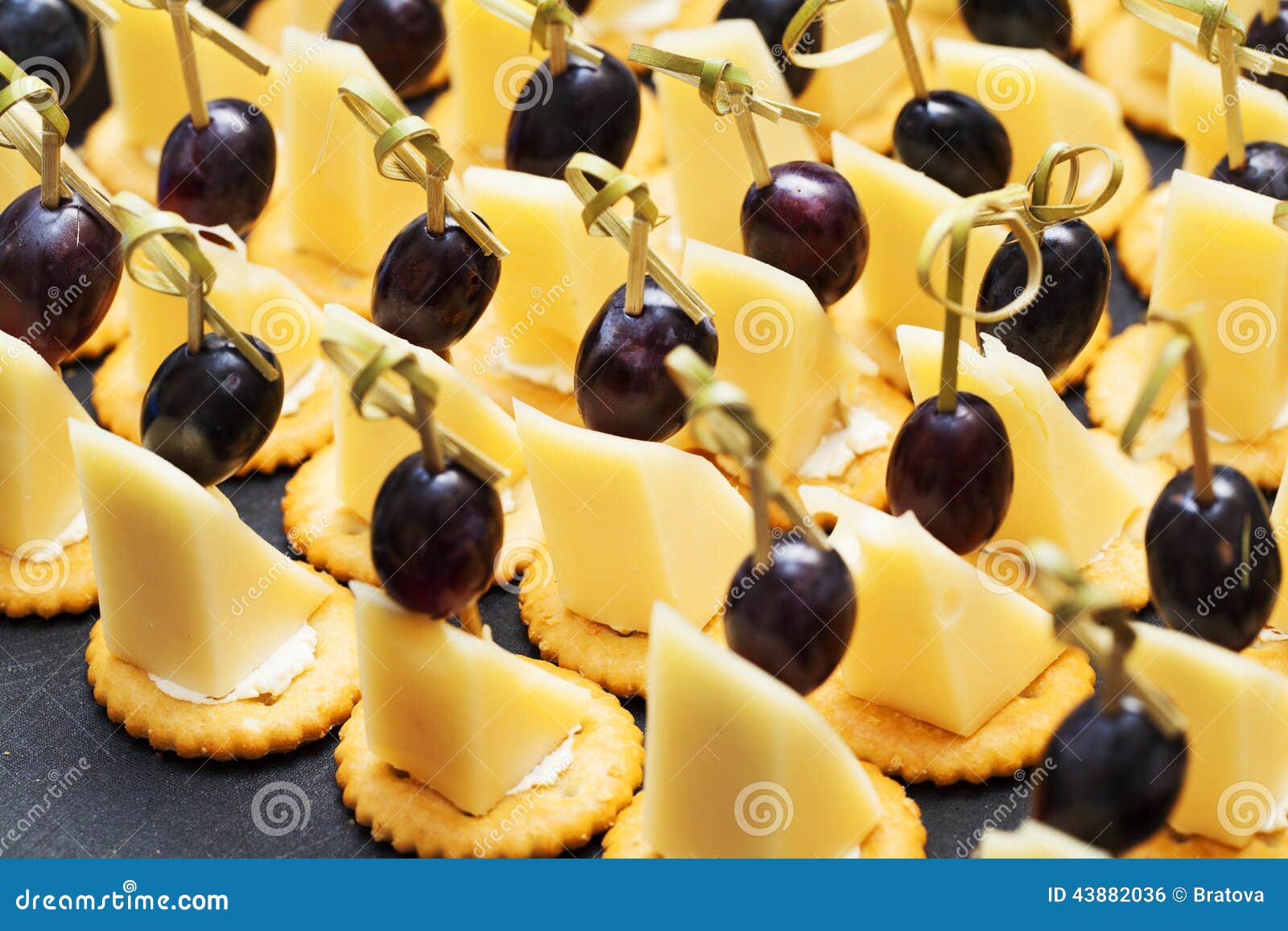 Canapes with Cheese, Grapes Stock Photo - Image of banquet, grape: 43882036