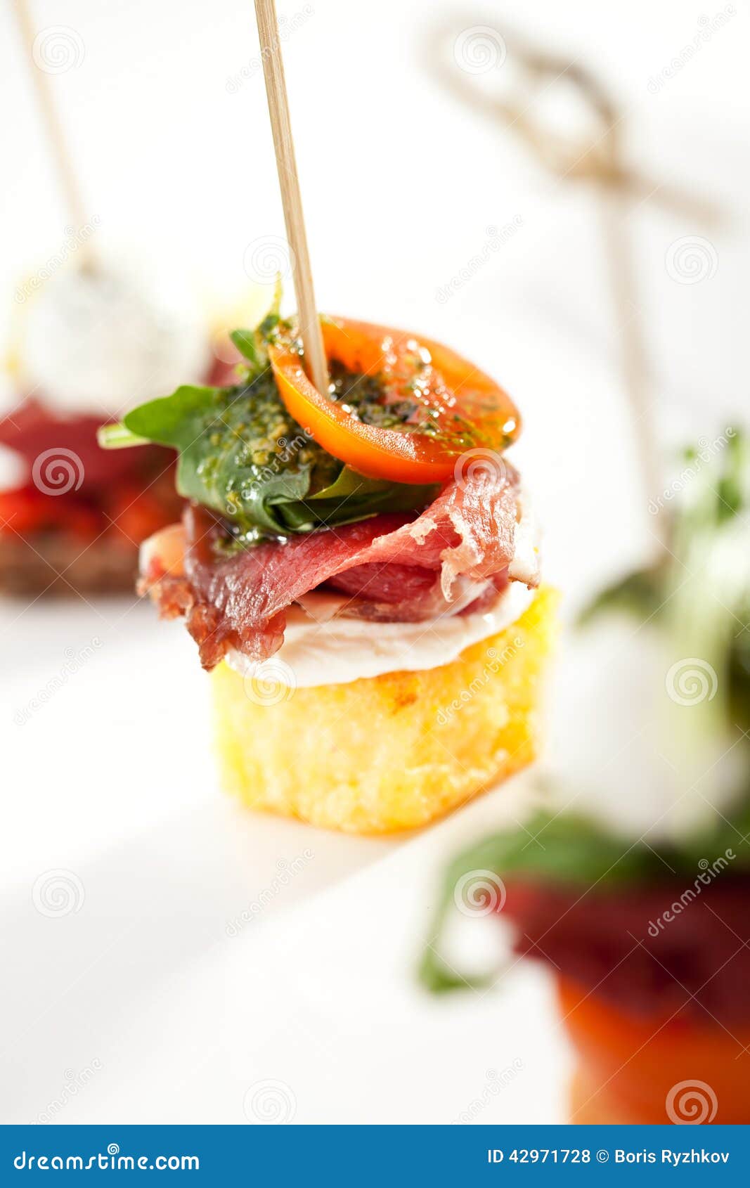 Canapes stock photo. Image of crabmeat, bread, garnish - 42971728