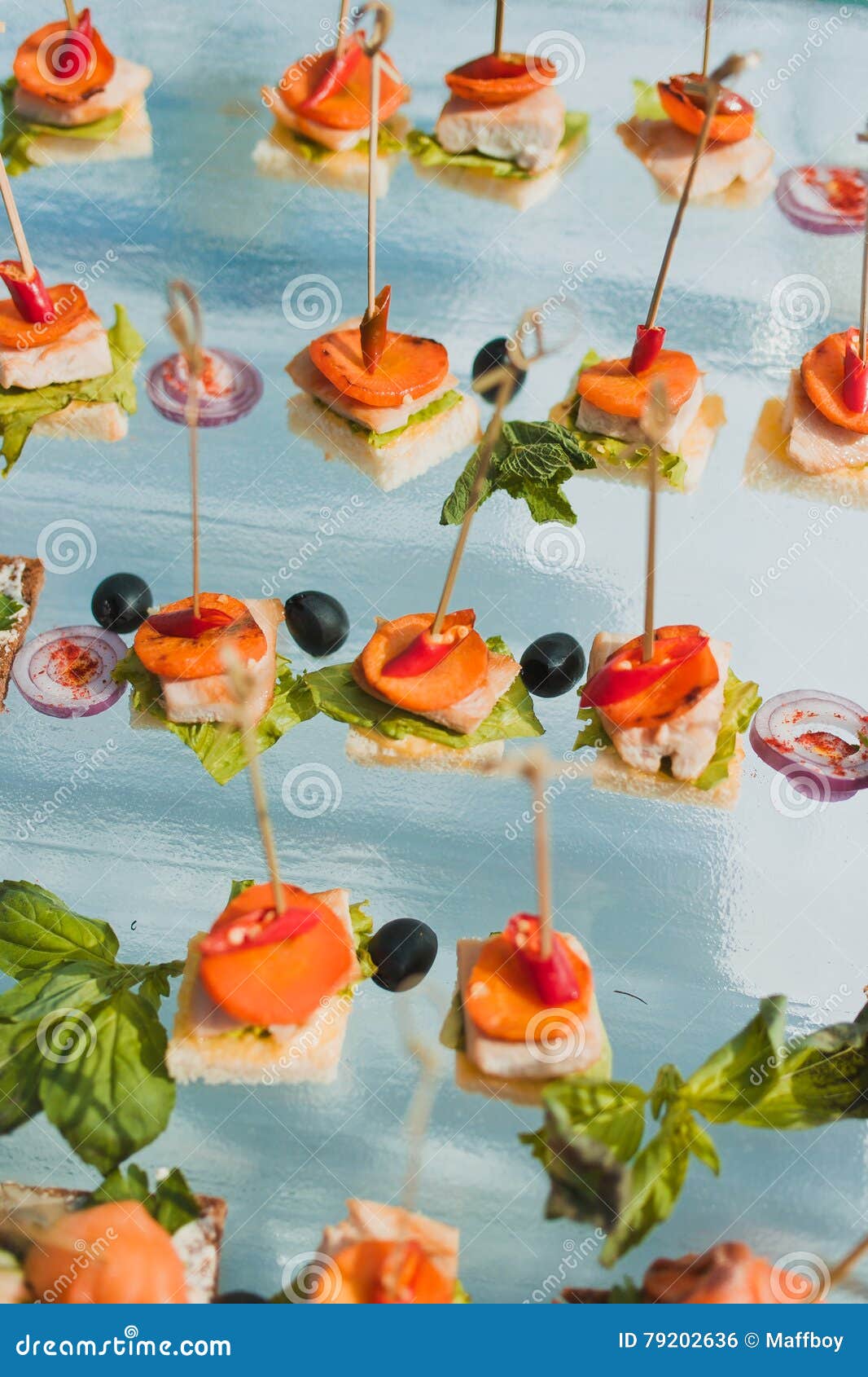 Canapes with fish and meat stock photo. Image of prepared - 79202636