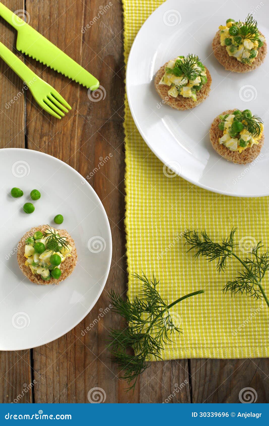 Canapes with Green Peas Salad Stock Photo - Image of herbs, breakfast ...