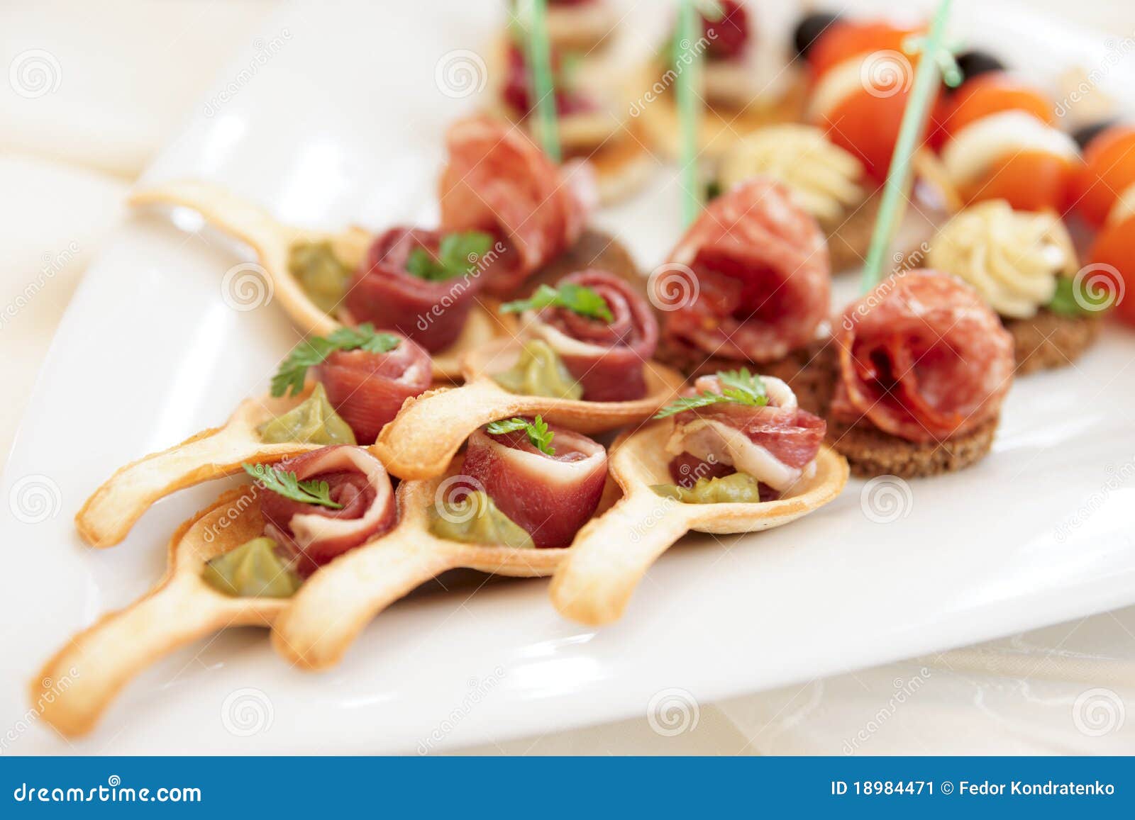 Canapes with ham tartlets stock image. Image of catering - 18984471