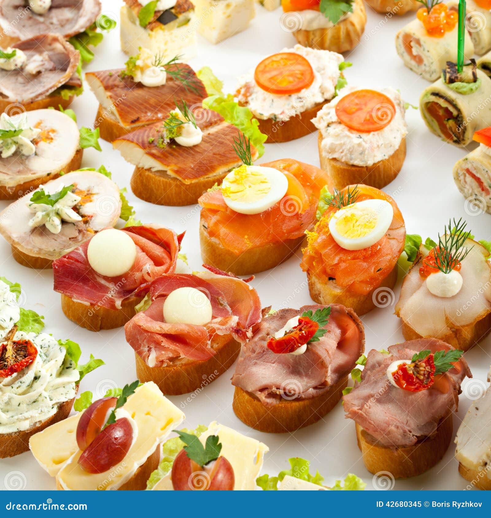Canapes stock image. Image of healthy, meat, herb, assorted - 42680345