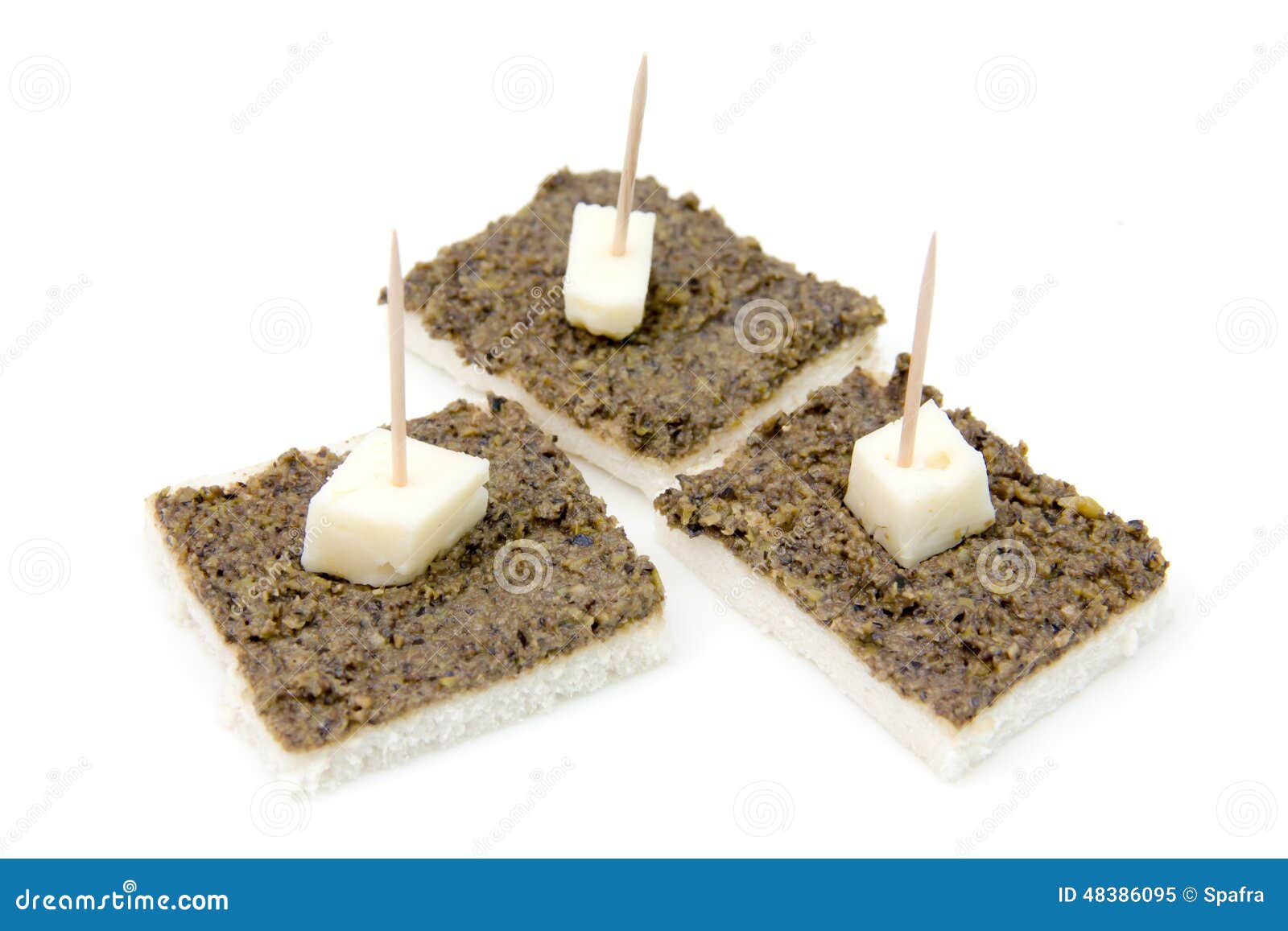 Canapes with olive paste stock image. Image of meat, cheese - 48386095