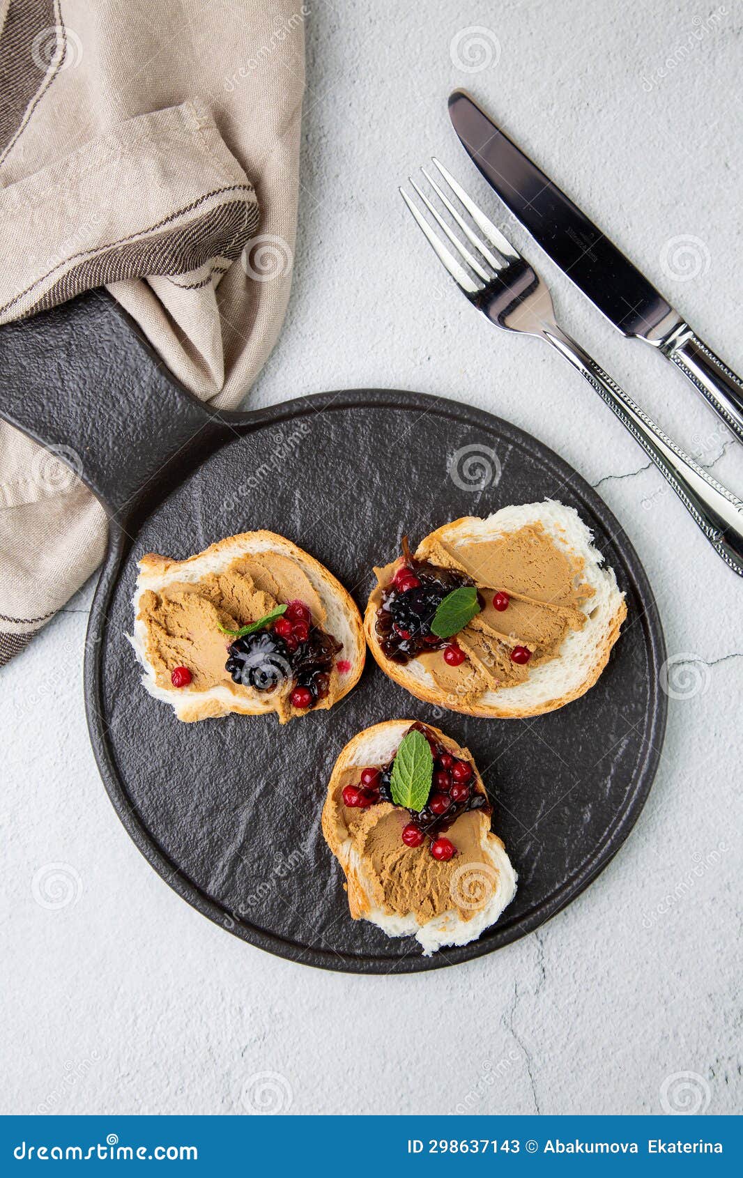 Canapes with Pate, Mint Leaves and Berries, Top View Stock Image ...