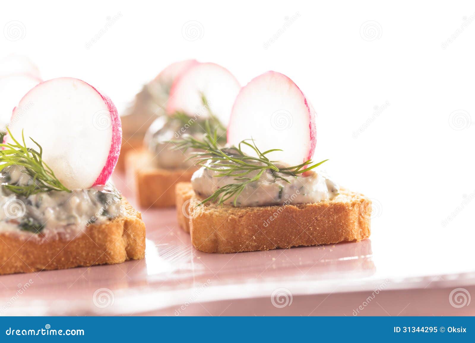 Canapes with radish stock image. Image of appetizer, lunch - 31344295