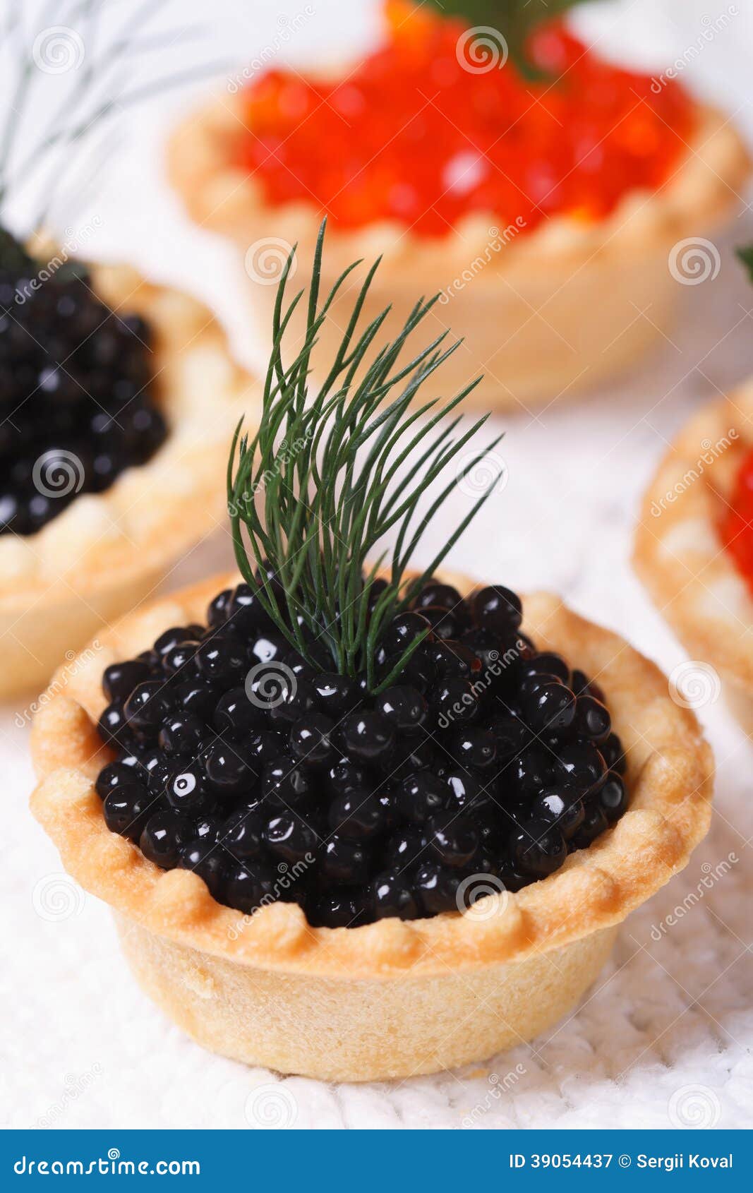 Canapes with Red and Black Fish Caviar Vertical Stock Image - Image of ...