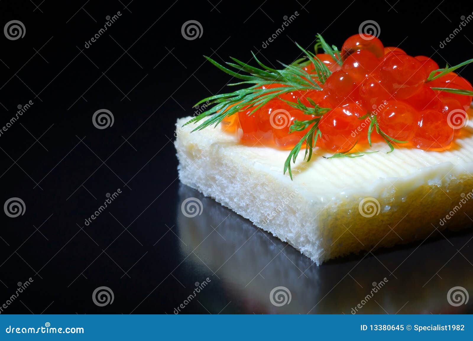 Canapes with red caviar stock image. Image of dieting - 13380645