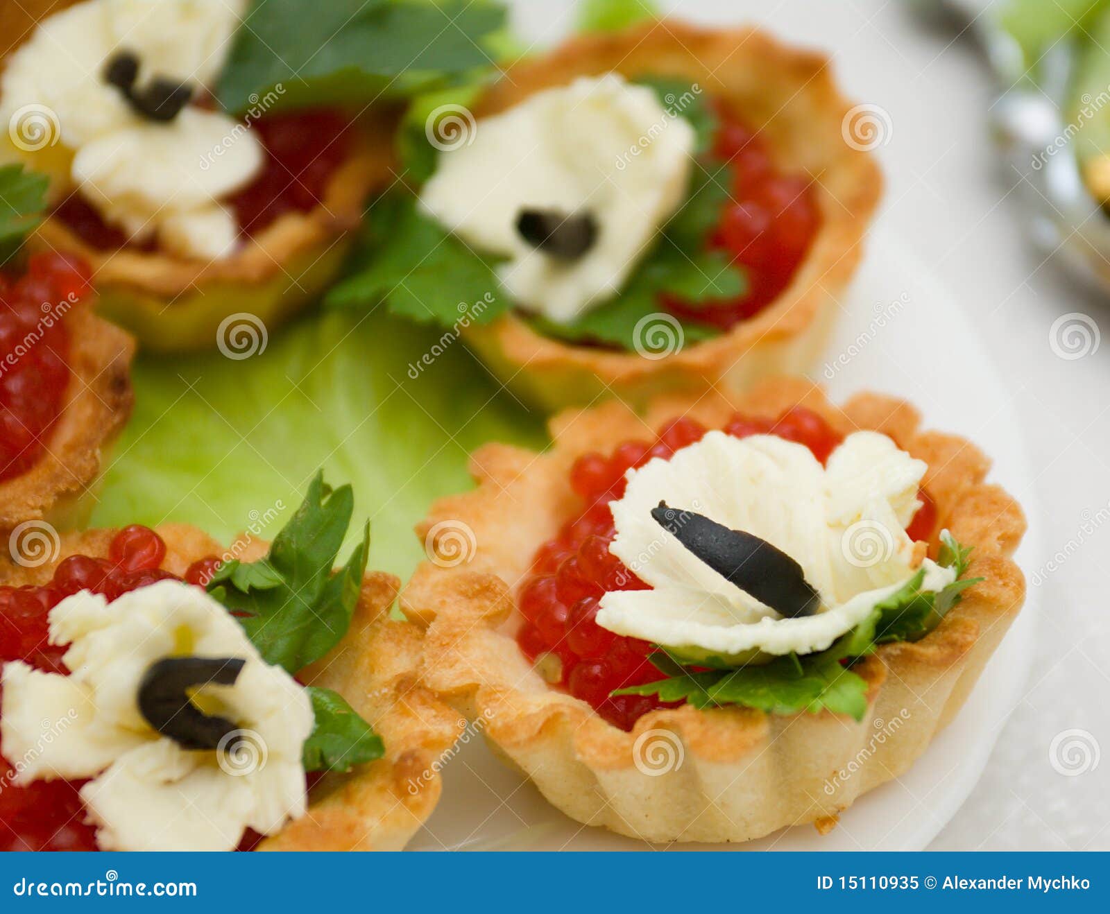 Canapes with red caviar stock image. Image of banquet - 15110935