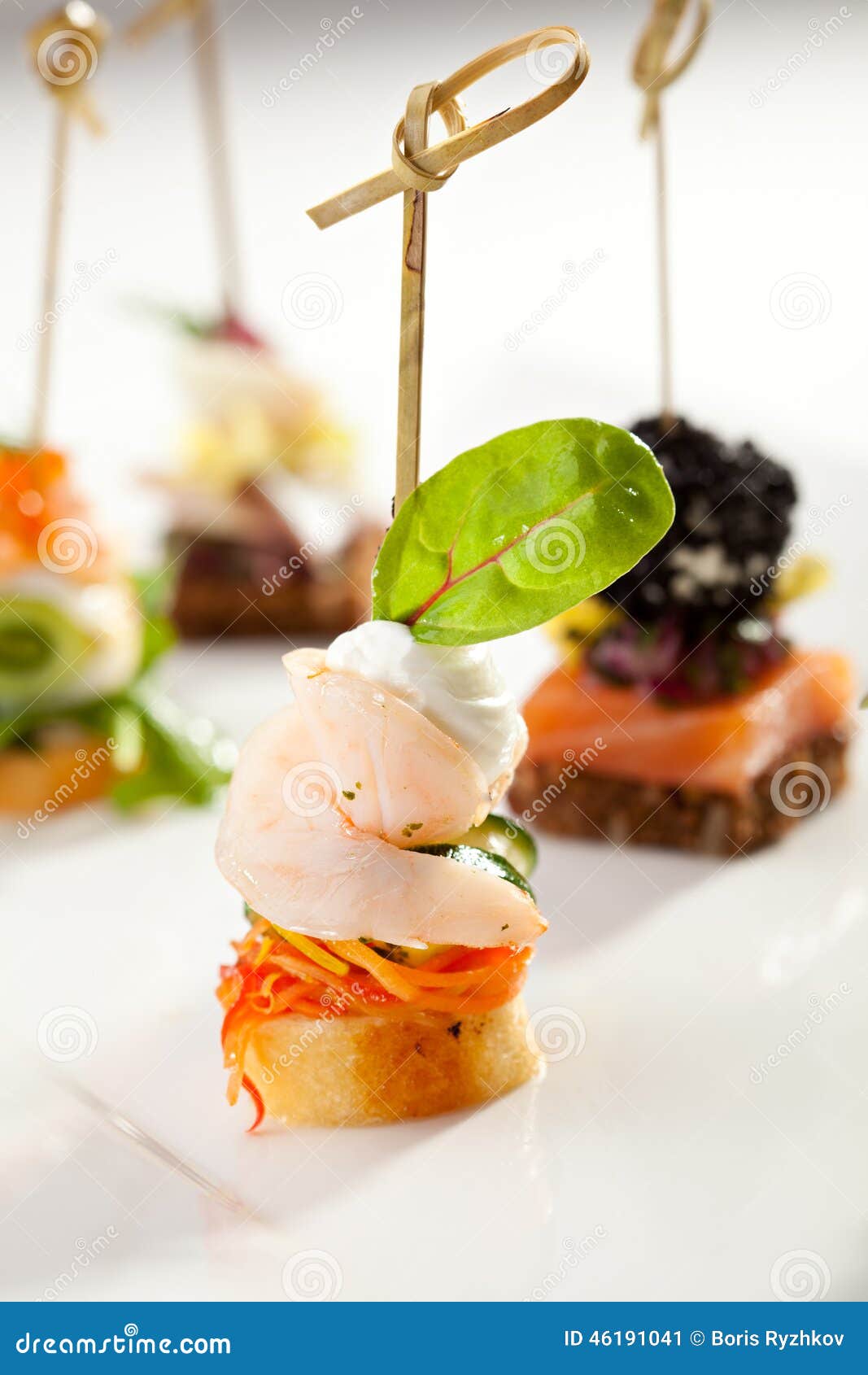 Canapes stock image. Image of prawn, meal, fresh, caviar - 46191041