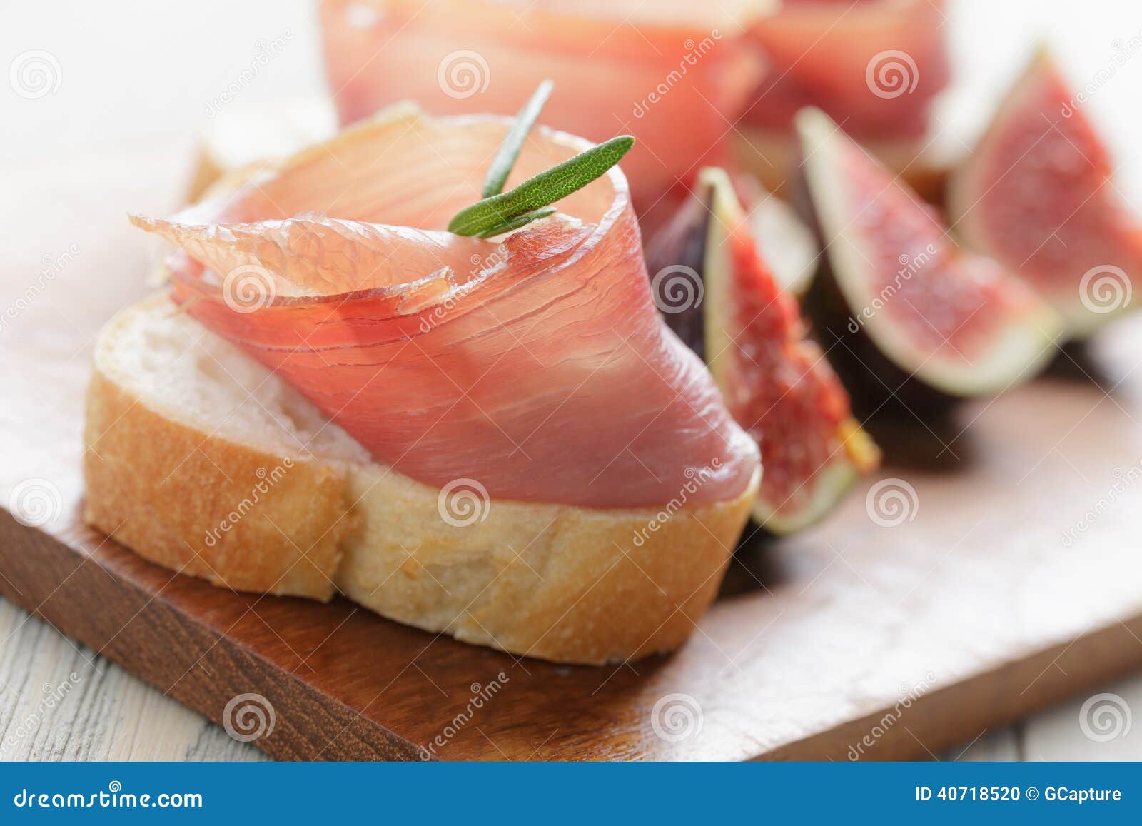 Canapes with spanish jamon stock photo. Image of breakfast - 40718520