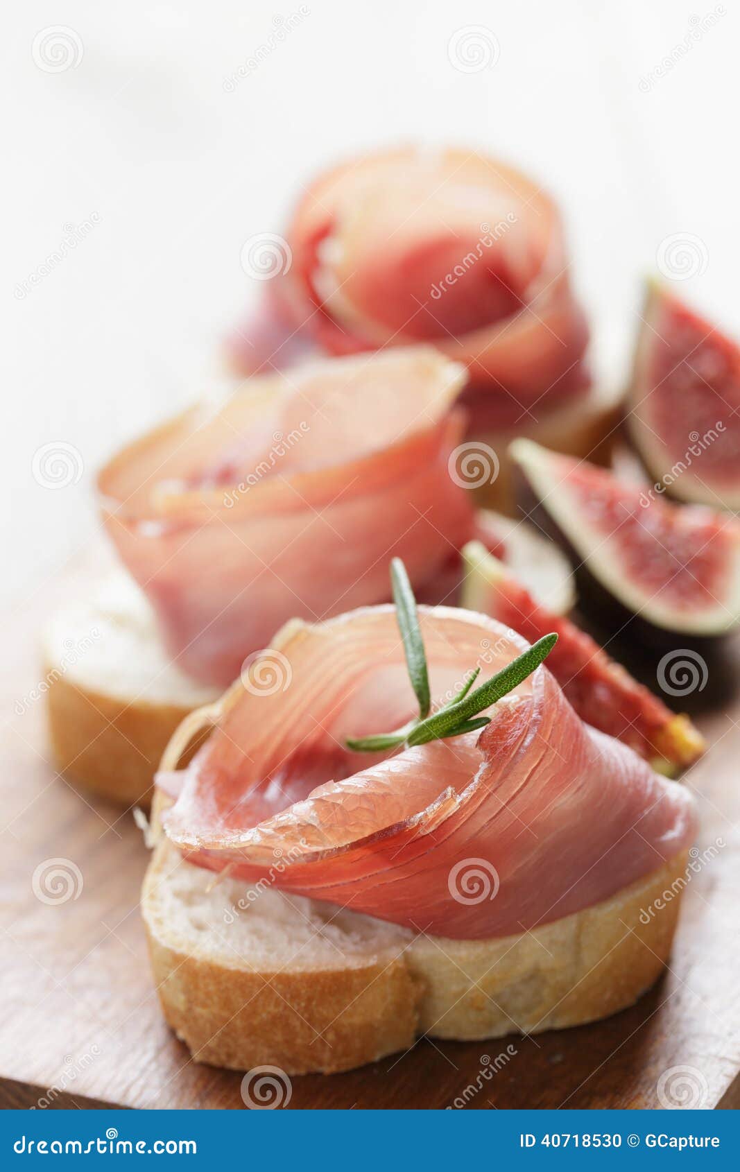 Canapes with spanish jamon stock photo. Image of smoked - 40718530