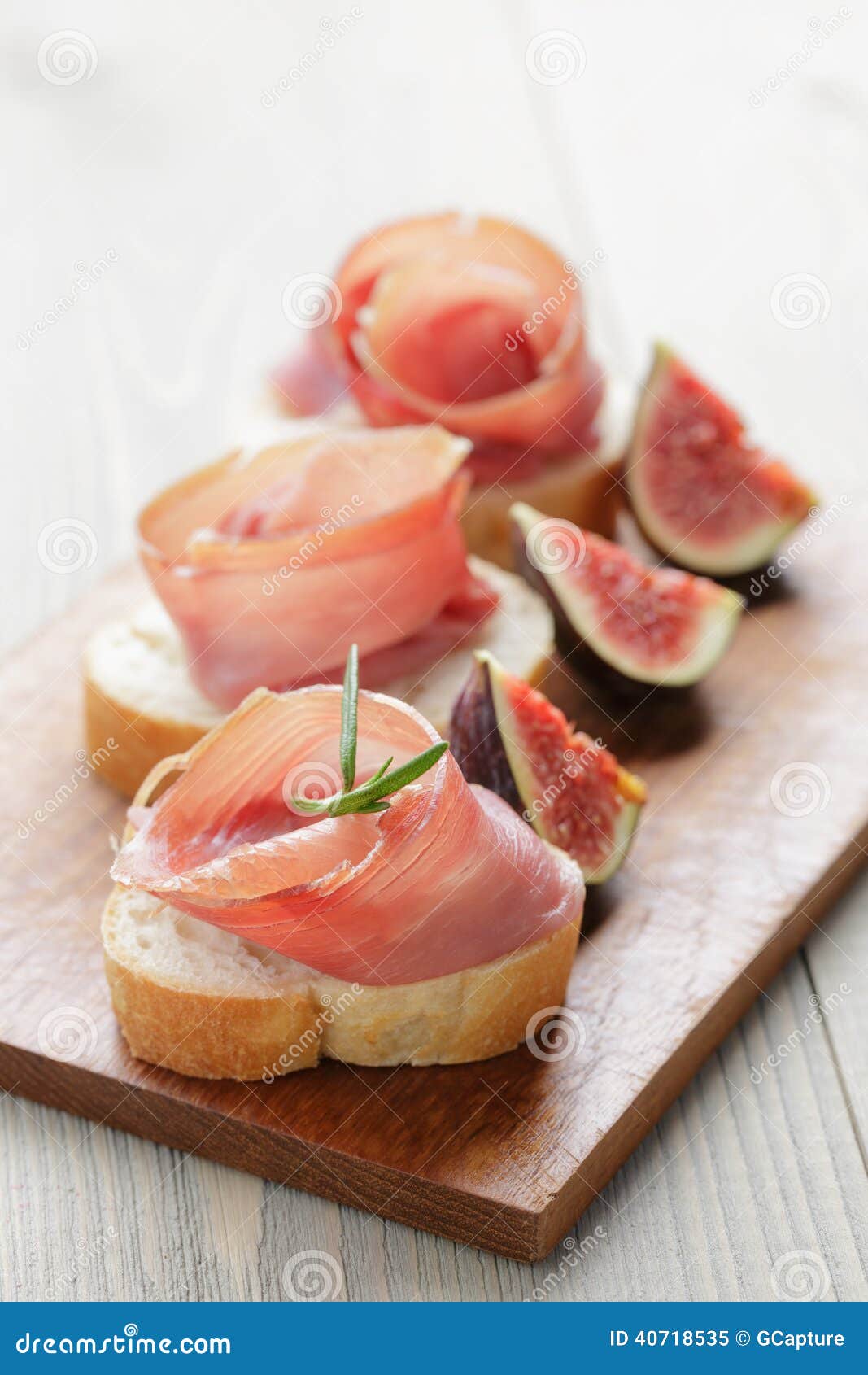 Canapes with spanish jamon stock image. Image of meat - 40718535