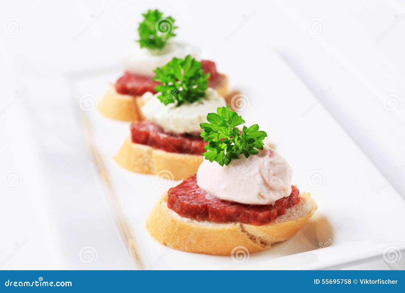 Canapes stock photo. Image of salami, spread, appetizer - 55695758