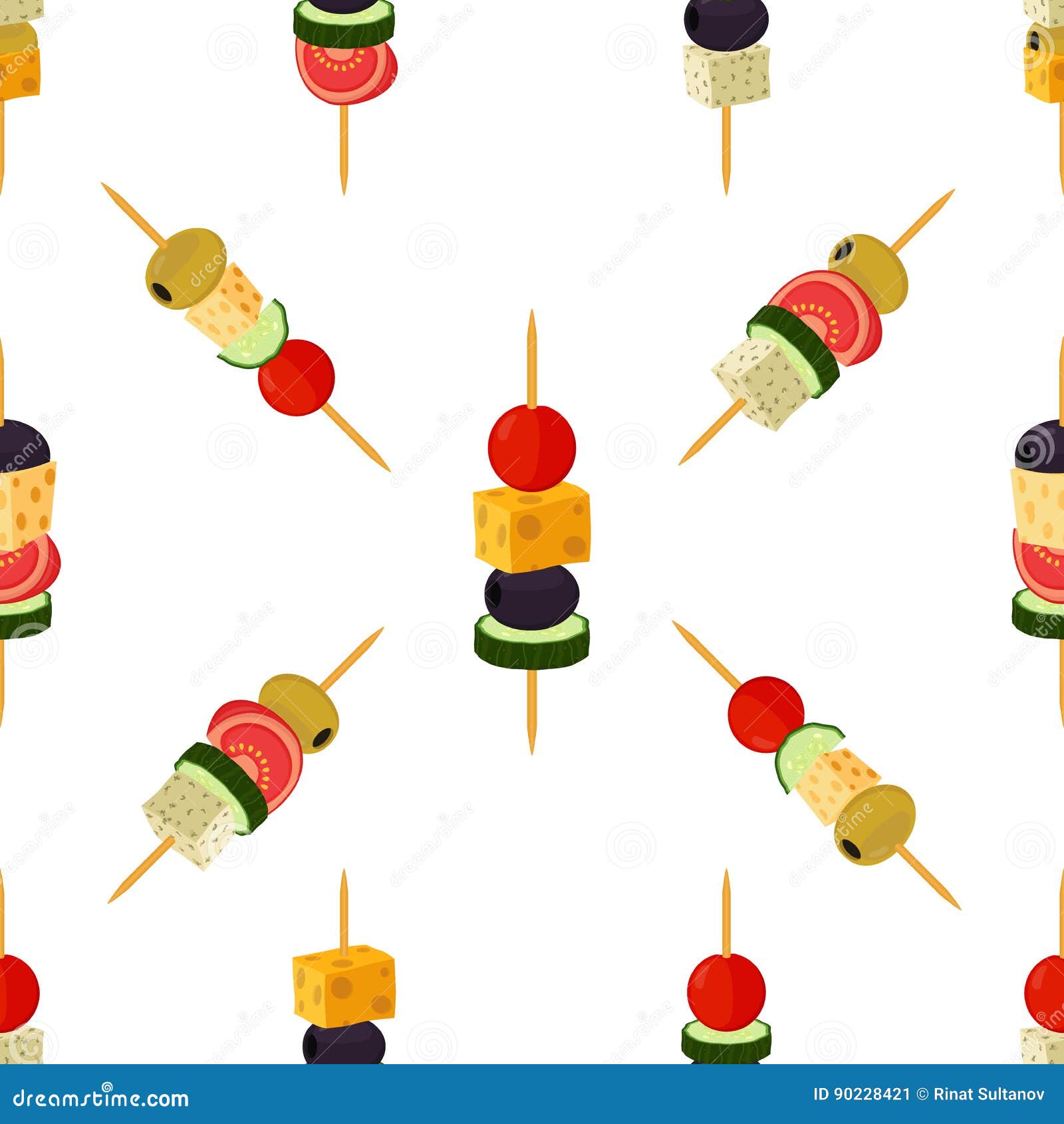 Canapes, Tapas Seamless Pattern. Made in Cartoon Flat Style Stock ...