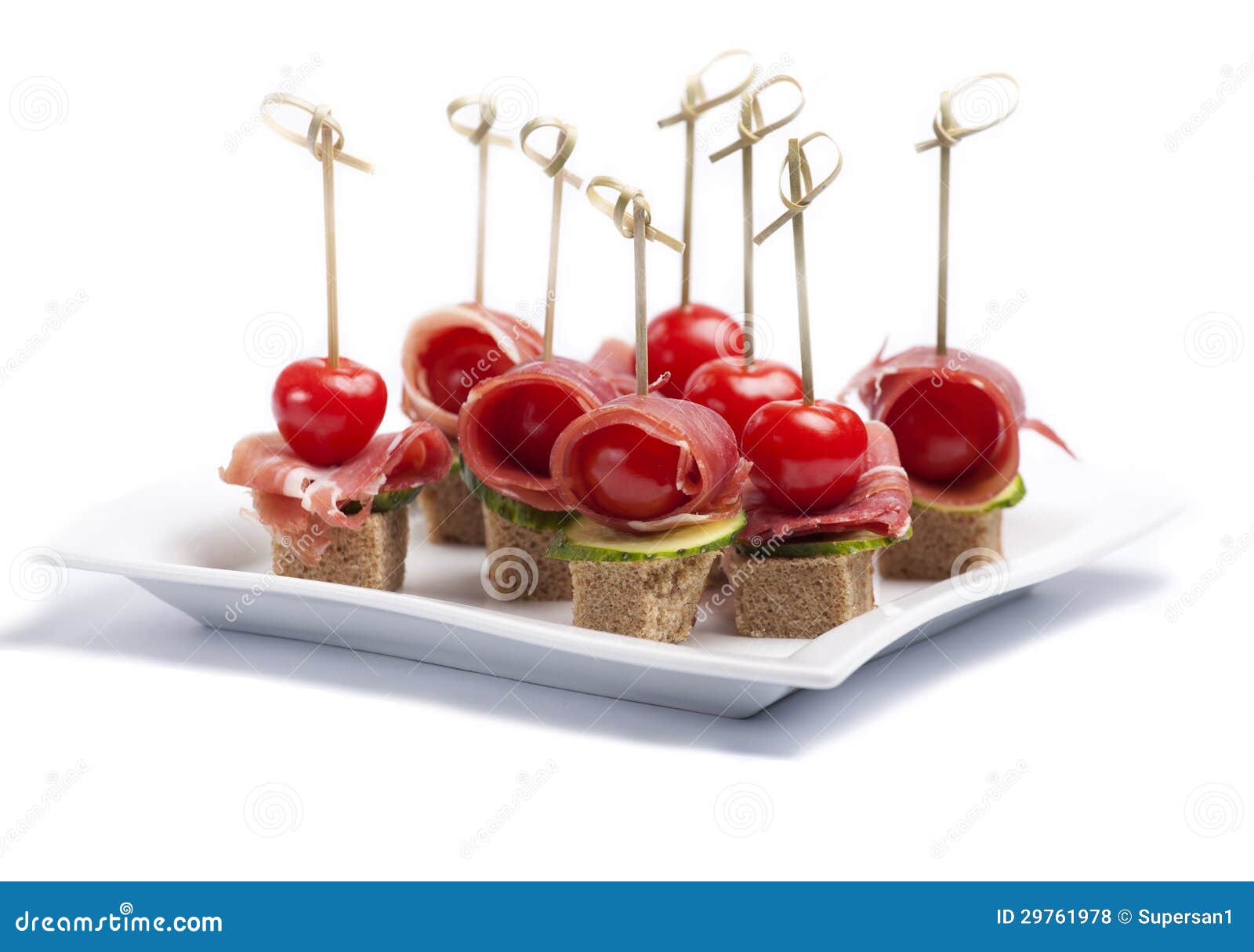 Canapes with Tomato and Bacon Stock Photo - Image of bread, dish: 29761978
