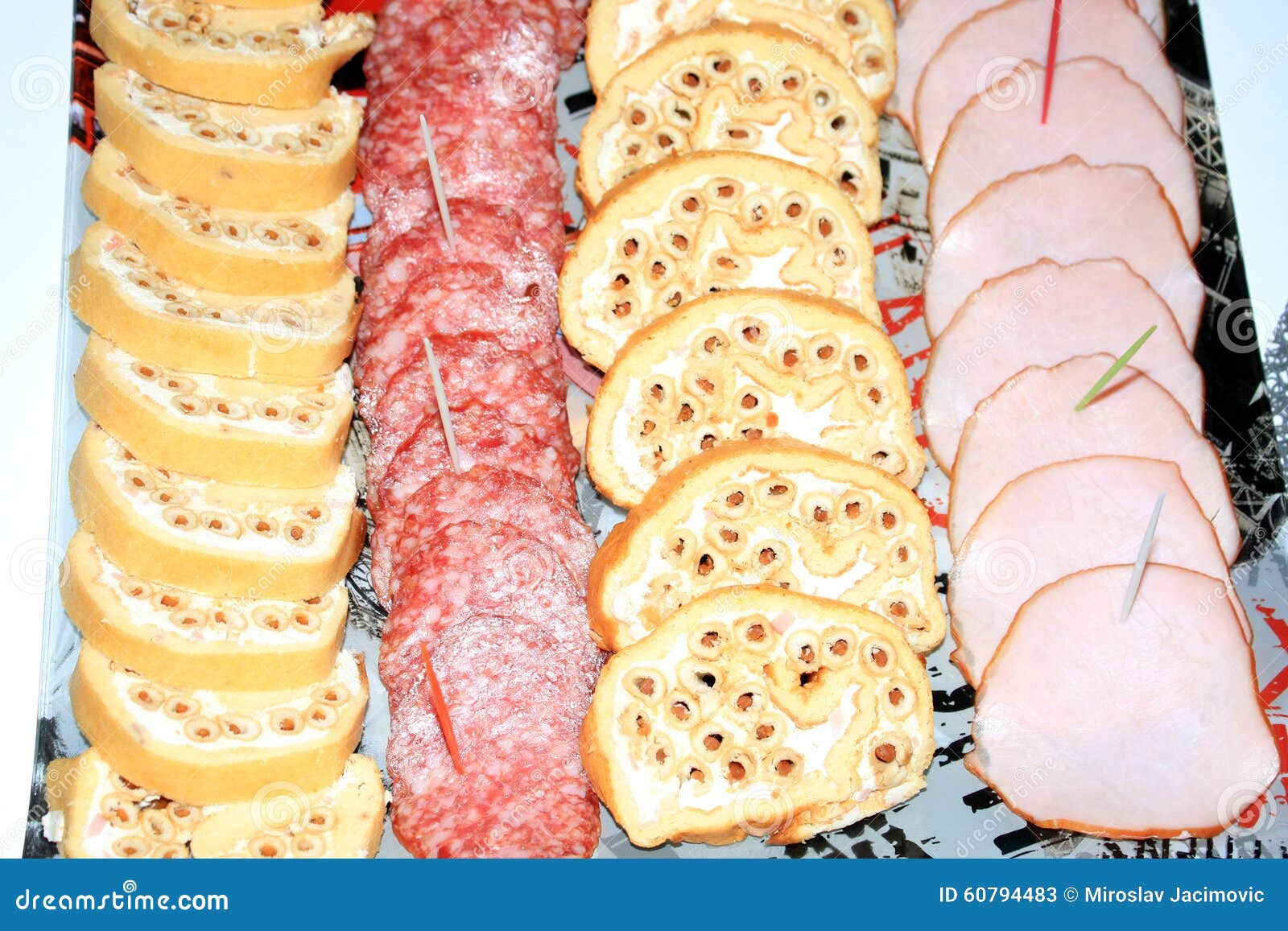 Canapes on Toothpicks, Appetizer, Pinchos Stock Image - Image of ...