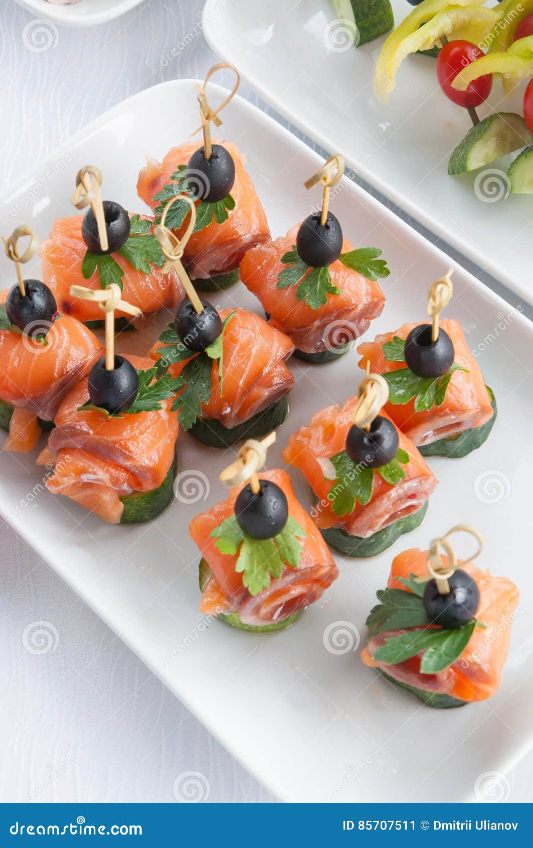 Canapes on the White Plates Stock Image - Image of canape, dining: 85707511