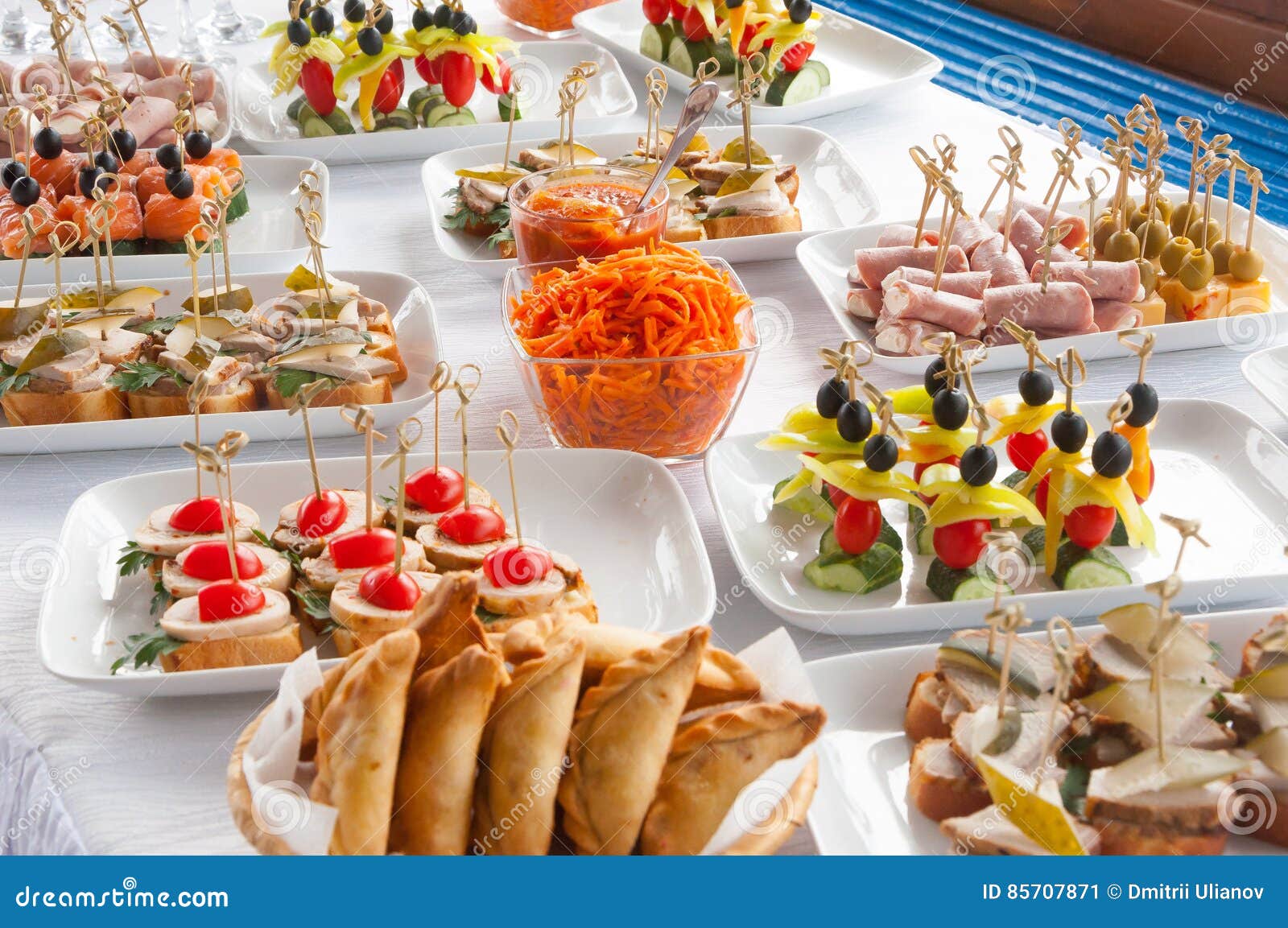 Canapes on the White Plates Stock Image - Image of cheese, christmas ...