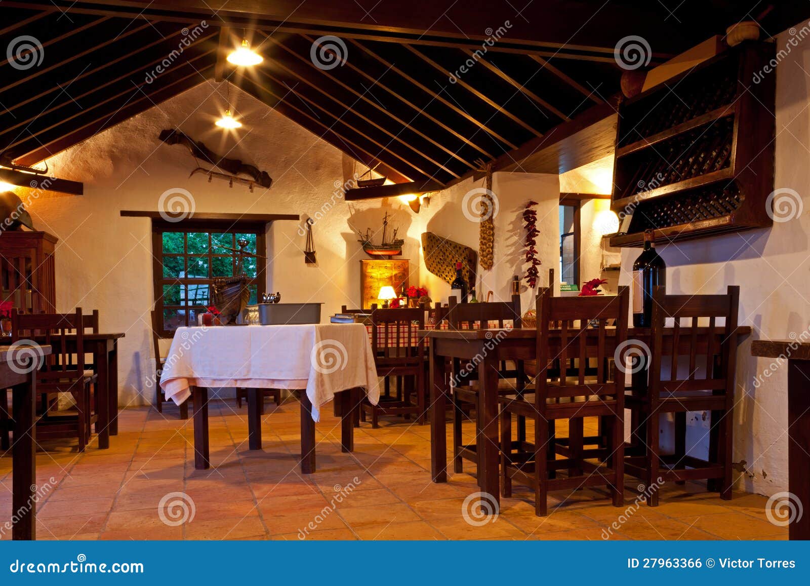 Canarian Rural Restaurant Interior Stock Photo - Image of rural ...