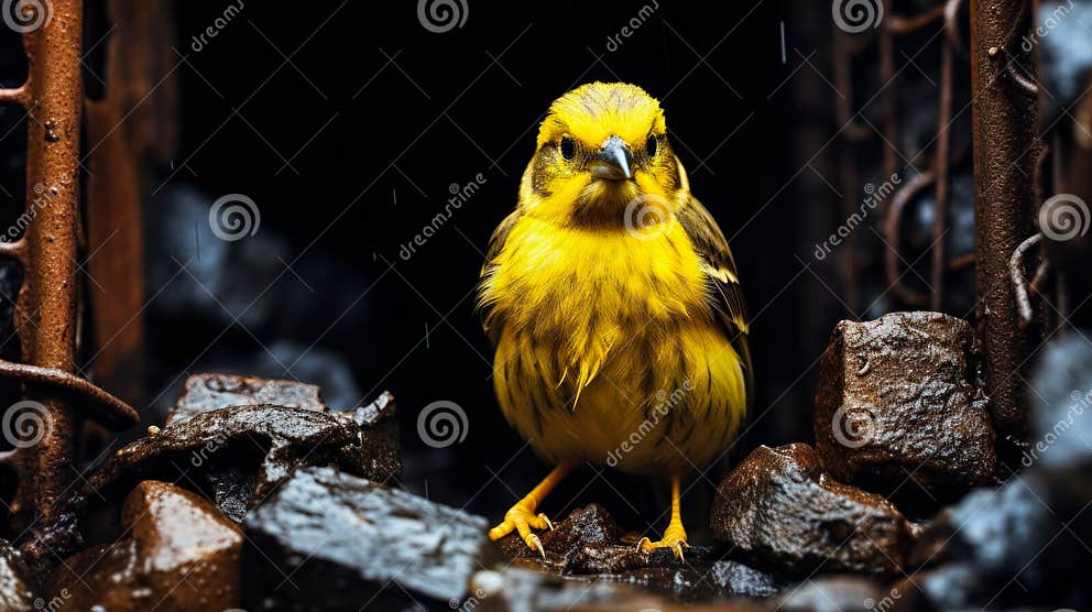 Canary in a Coal Mine Warning of Danger Stock Illustration ...