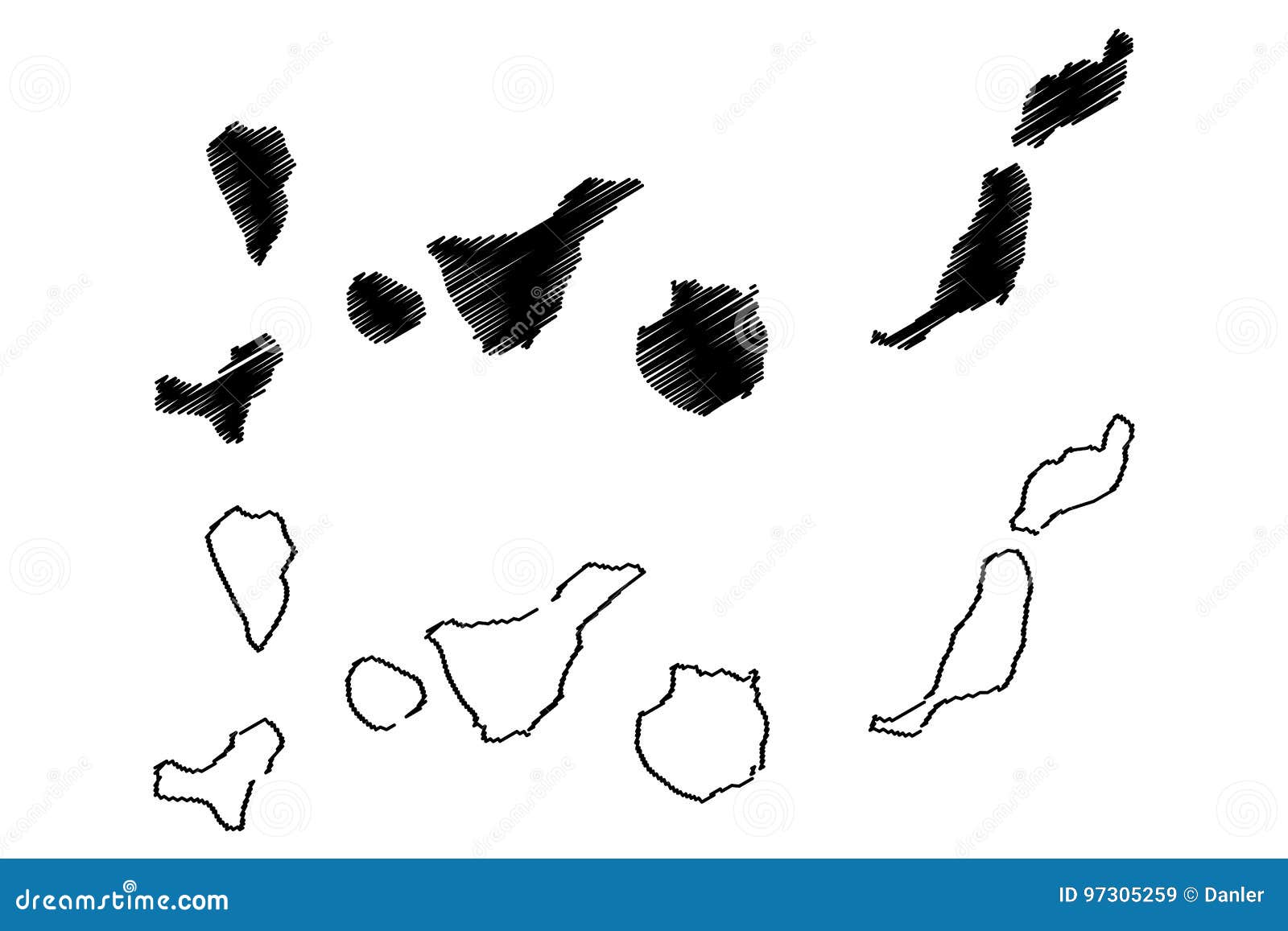 Canary Islands map vector stock vector. Illustration of scratch - 97305259