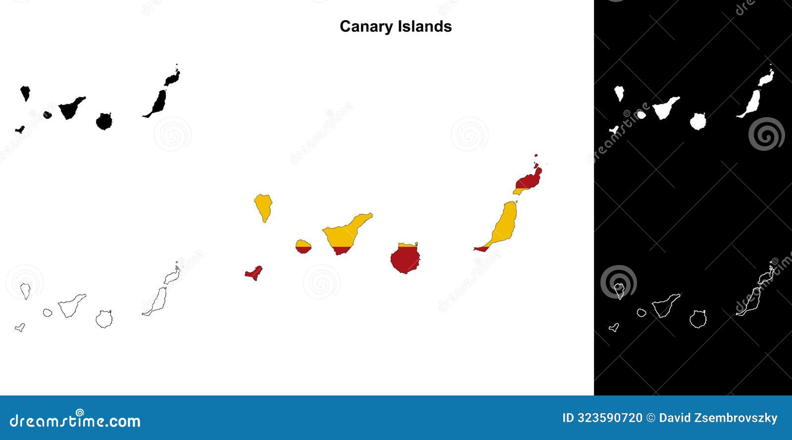 Canary Islands Outline Map Vector Illustration | CartoonDealer.com ...