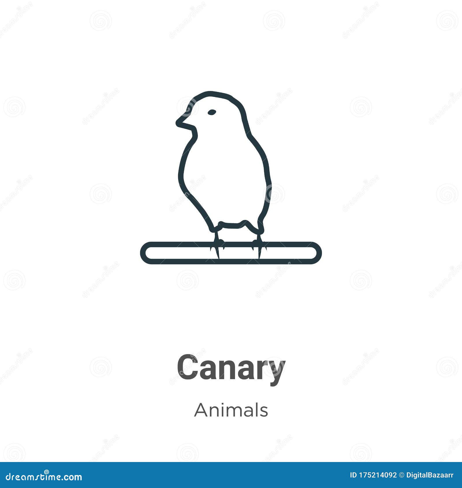 Canary Outline Vector Icon. Thin Line Black Canary Icon, Flat Vector Simple Element Illustration ...