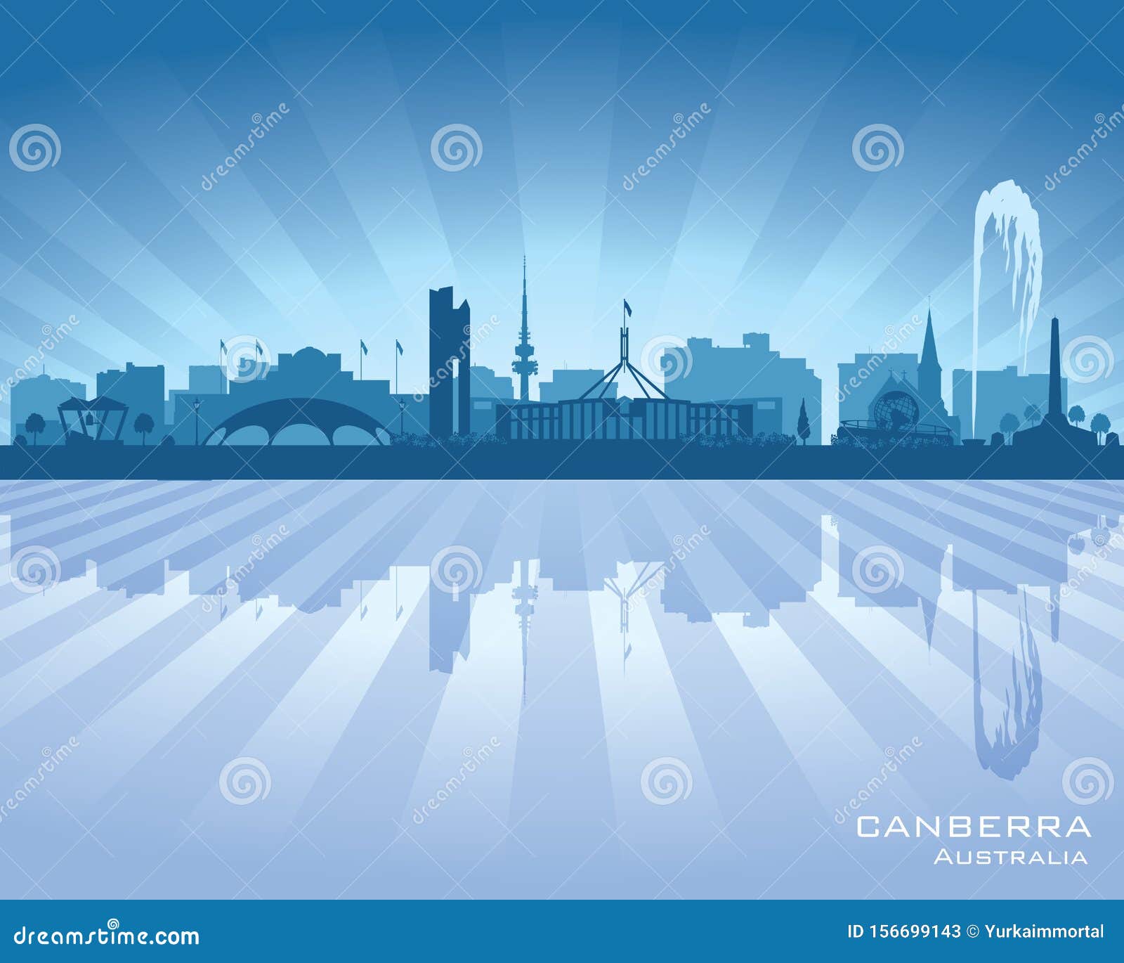 Canberra Australia City Skyline Vector Silhouette Stock Vector ...
