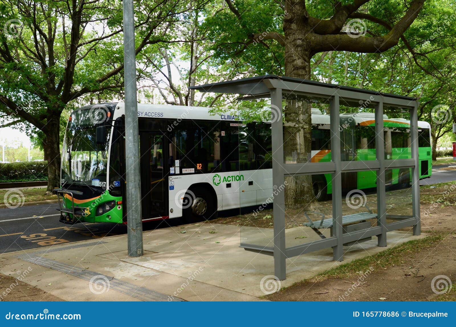 Canberra: a Bendy Bus Pulls Onto a Bus Stop Editorial Photo - Image of ...