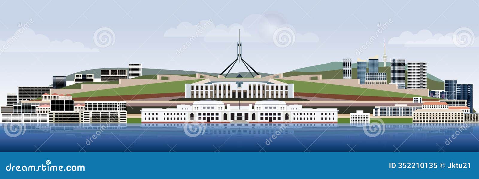 Canberra City Emblem. Colorful Buildings. Cartoon Vector ...