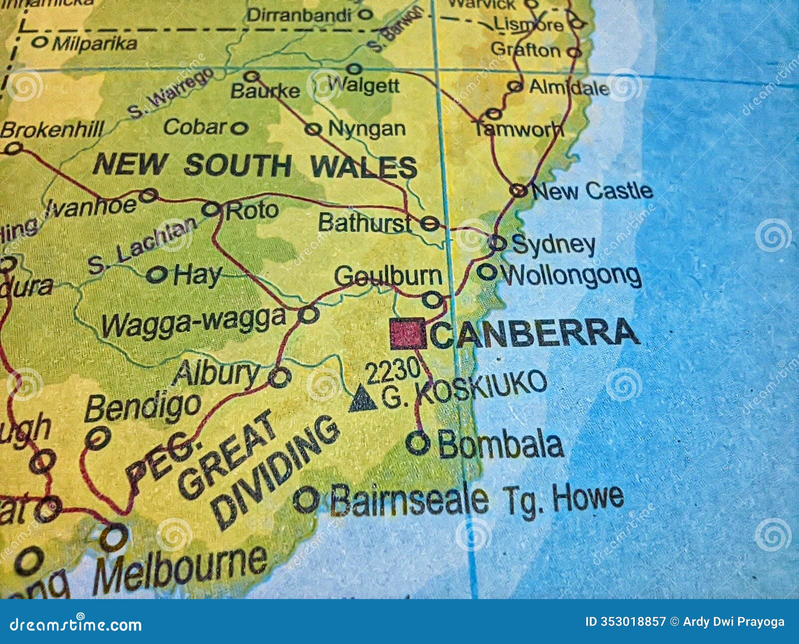 Canberra on the Map, Australia. Stock Image - Image of nature, border ...