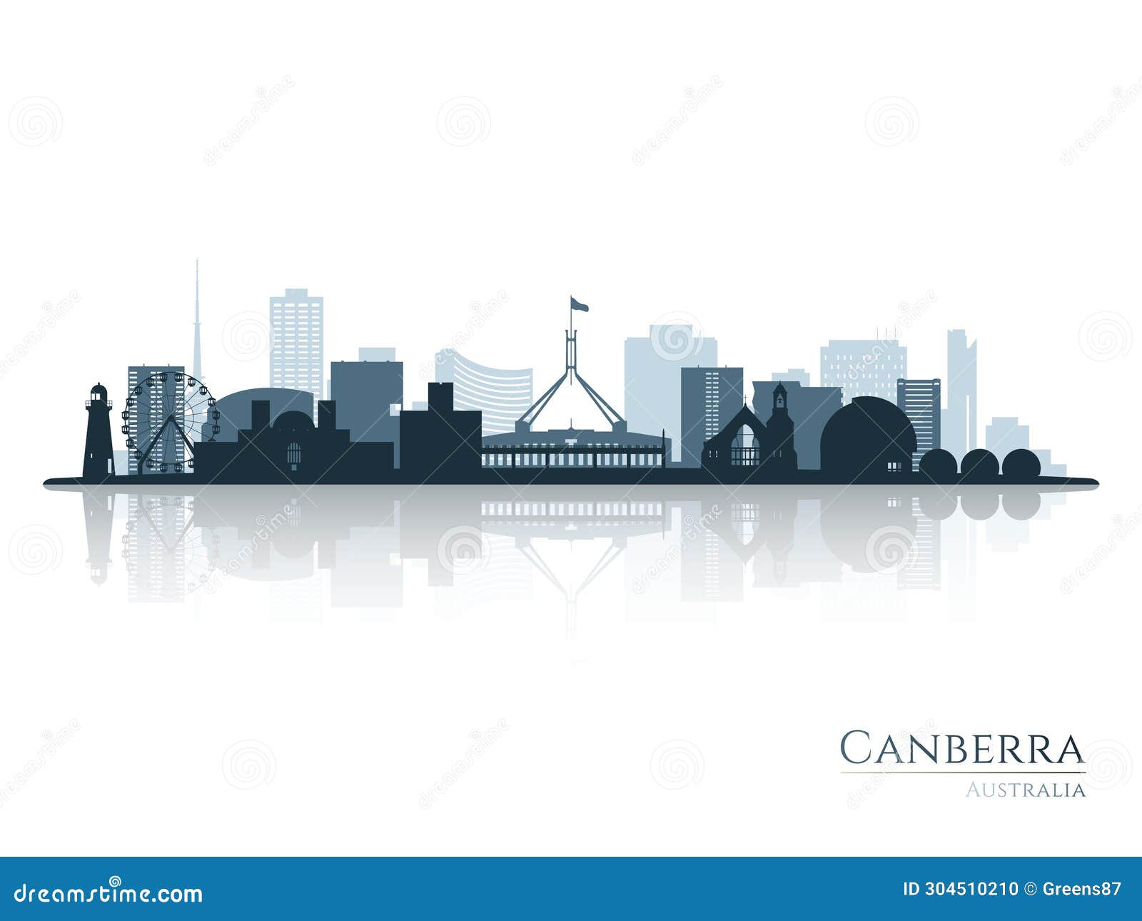 Canberra Skyline Silhouette. Vector Illustration | CartoonDealer.com ...