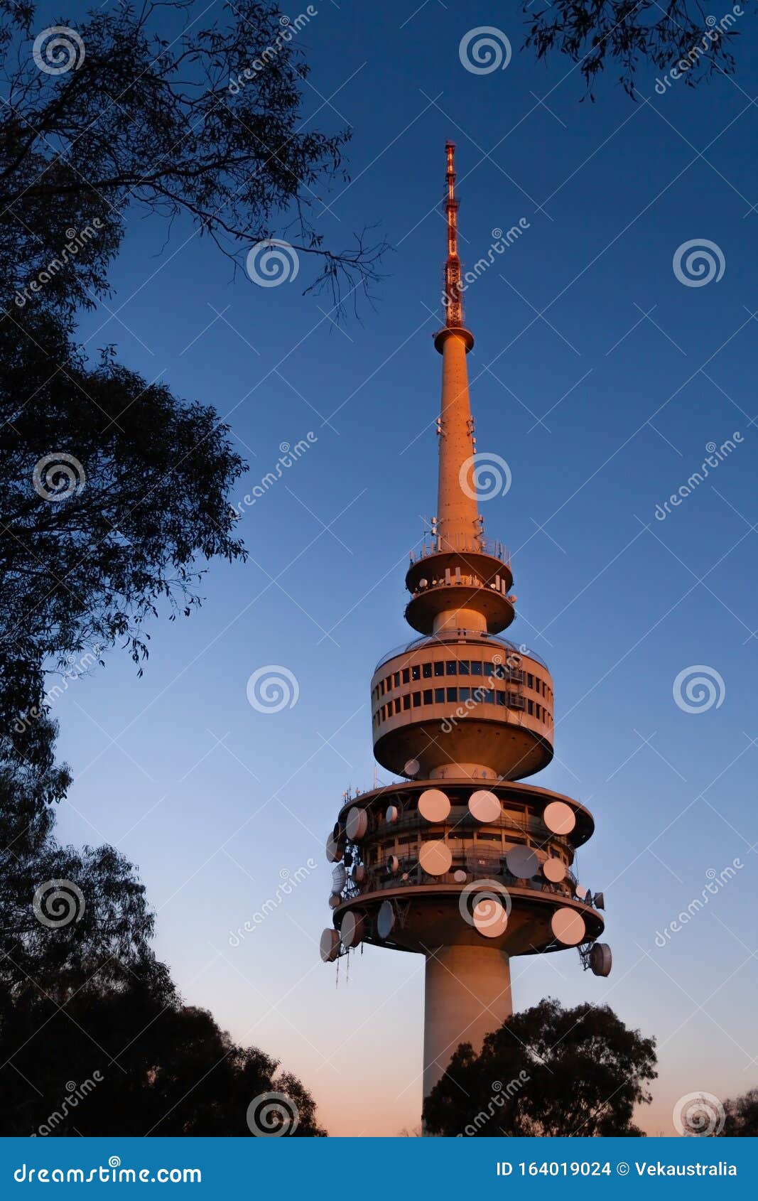 Canberra Tower Structure Sunset Australia Stock Photo - Image of ...