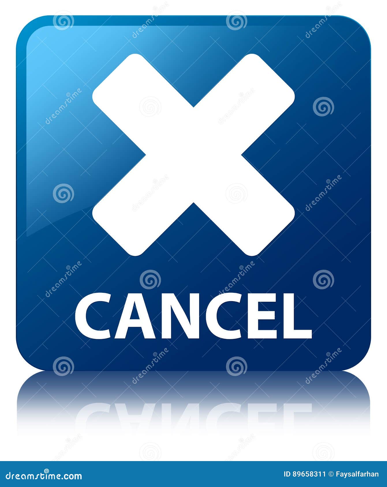 Cancel blue square button stock illustration. Illustration of negative ...