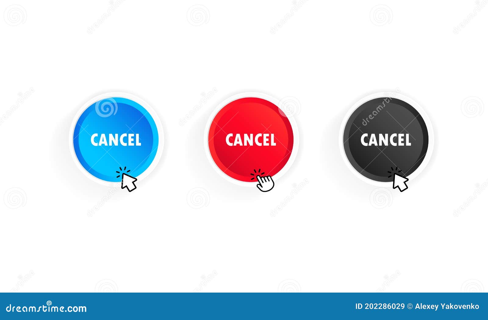 Cancel Button with Cursor. Vector on Isolated White Background Stock ...