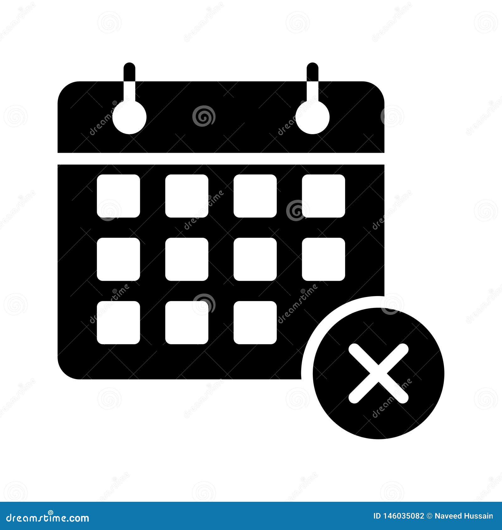 Cancel Calendar Glyph Flat Vector Icon Stock Vector - Illustration of ...