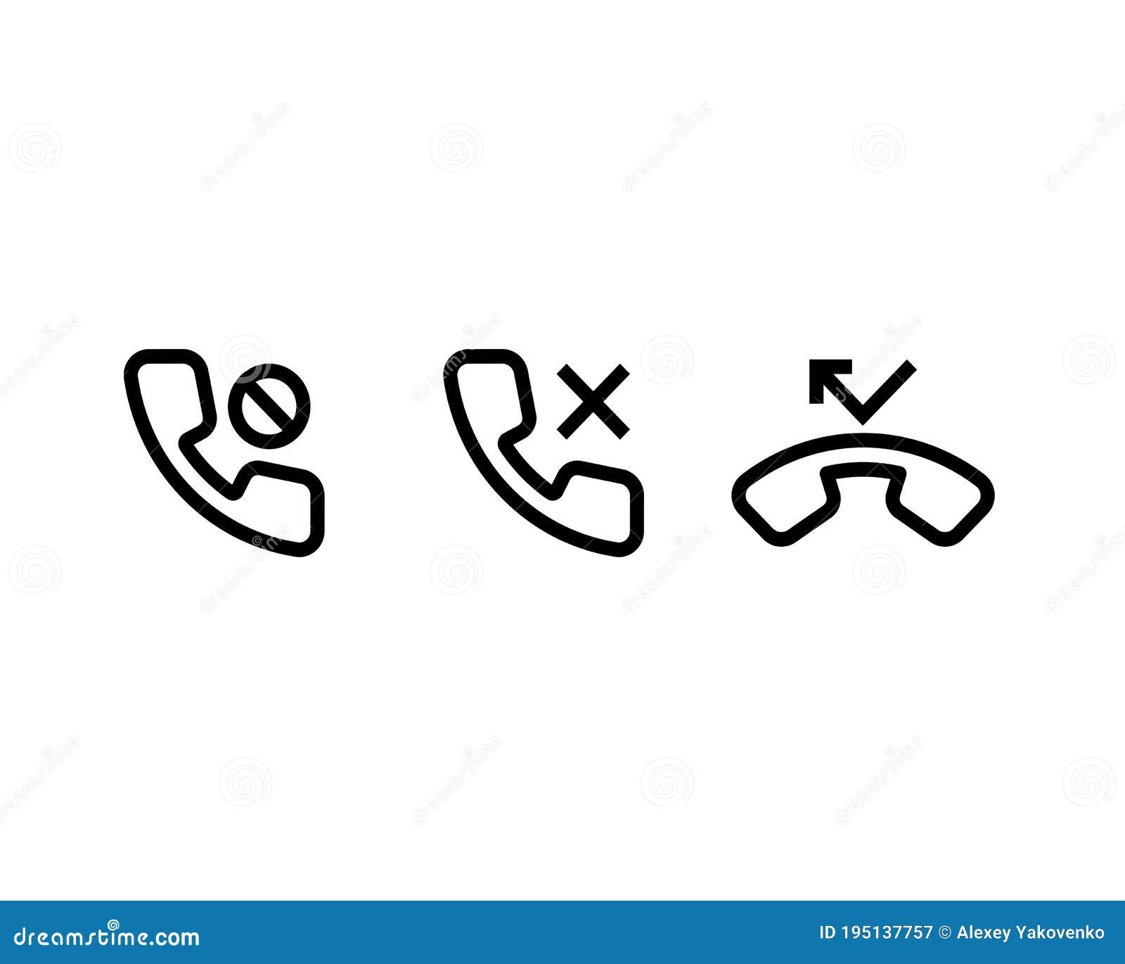 Cancel Call Set Icon. Missed Call. Vector on Isolated White Background ...