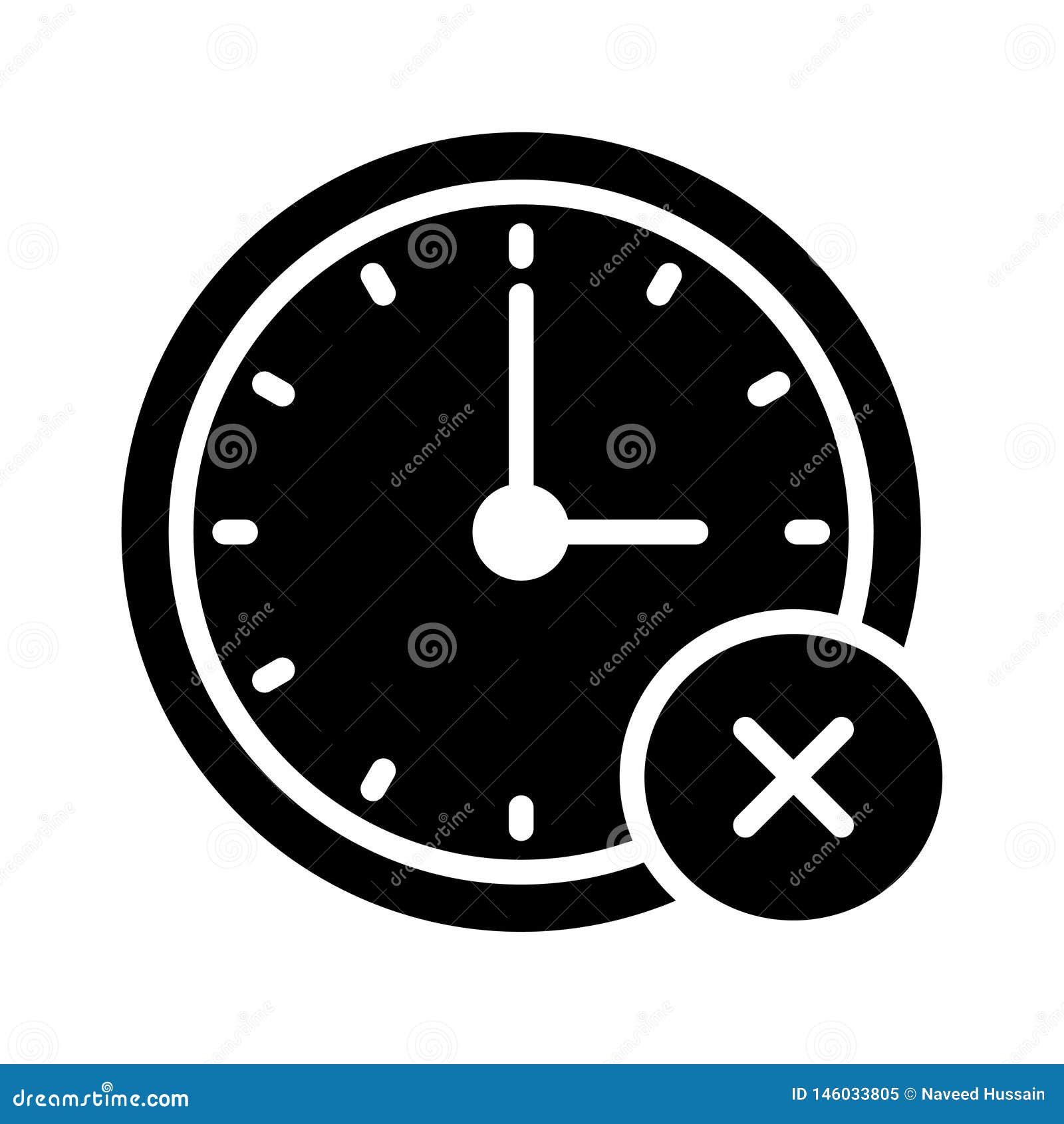 Cancel Clock Glyph Flat Vector Icon Stock Vector - Illustration of ...