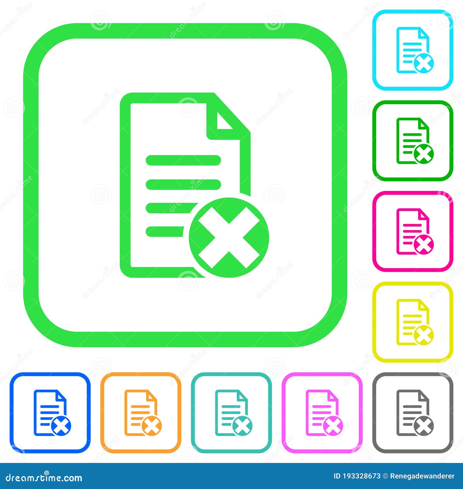Cancel Document Vivid Colored Flat Icons Stock Vector - Illustration of ...