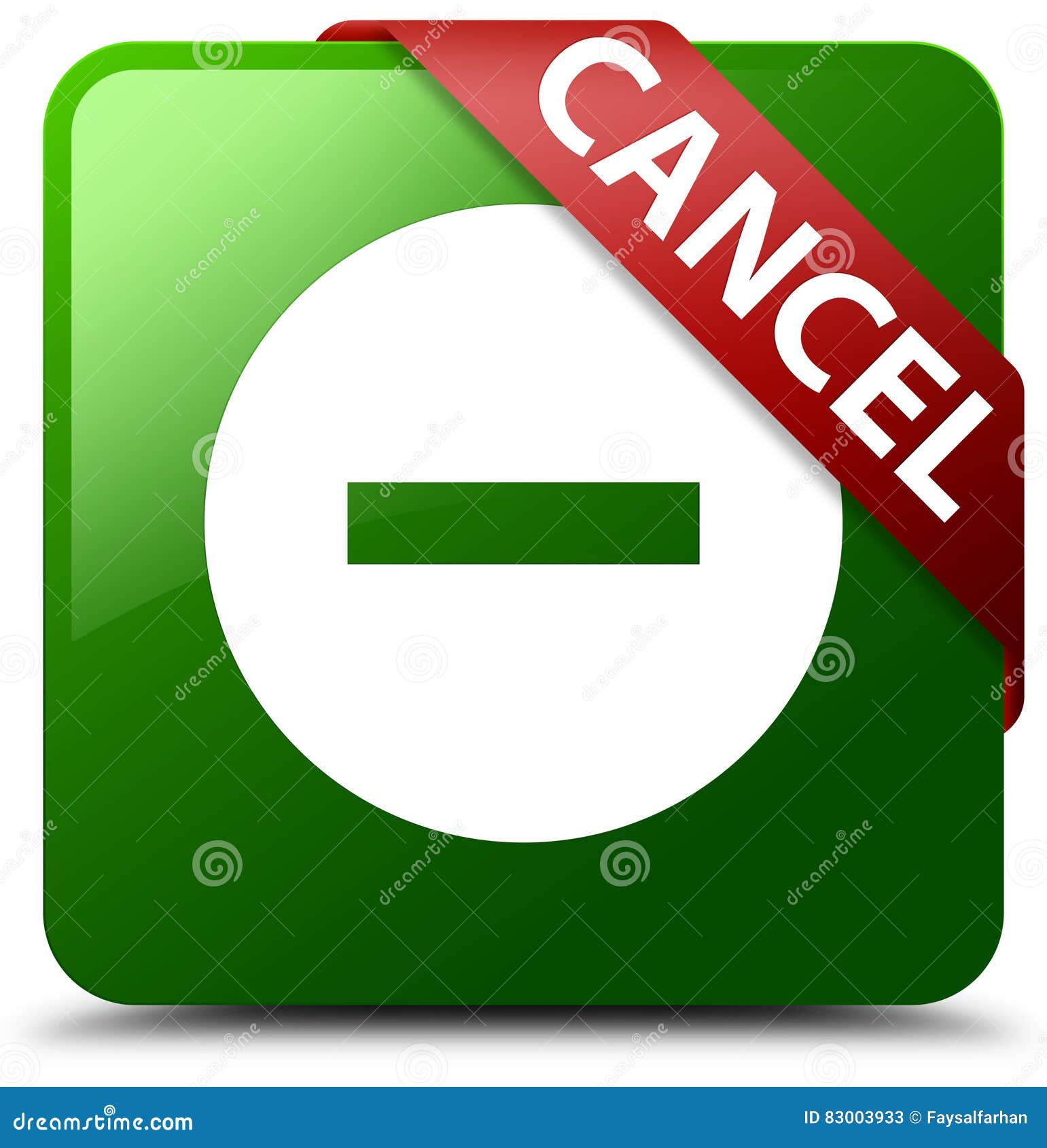 Cancel green square button stock illustration. Illustration of refuse ...
