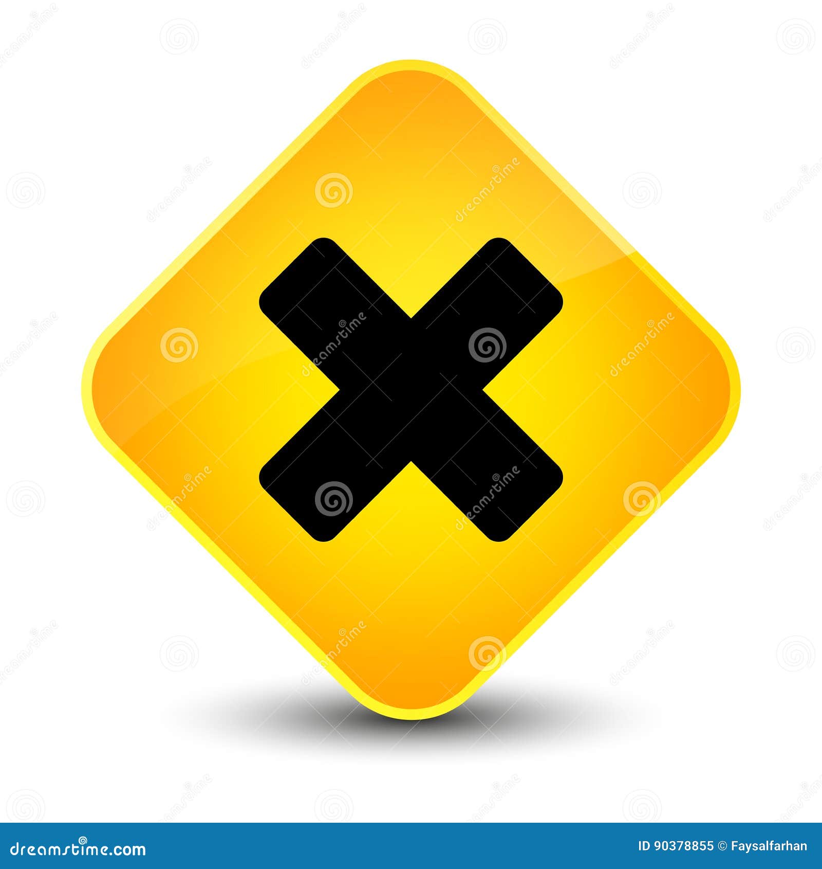 Cancel Icon Elegant Yellow Diamond Button Stock Illustration ...