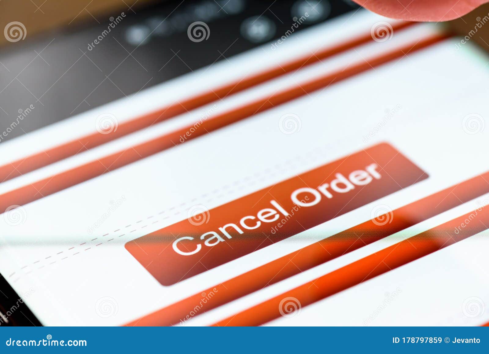 Cancel Order Text Button on Smart Phone Screen Stock Image - Image of ...