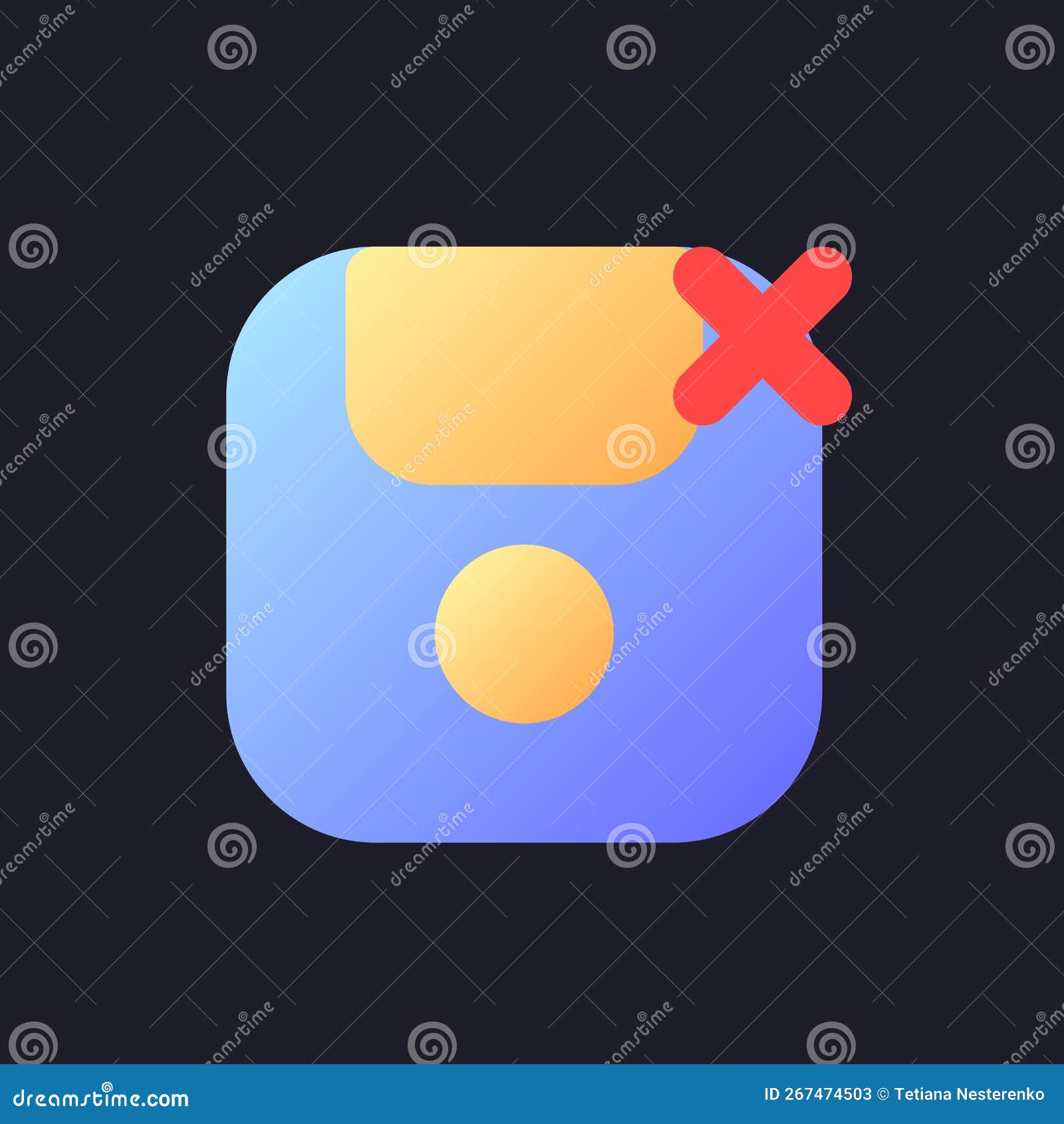 Cancel Saving Flat Gradient Fill Ui Icon for Dark Theme Stock Vector ...