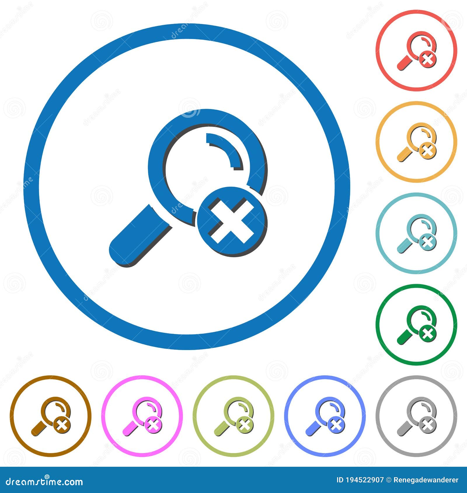 Cancel Search Icons with Shadows and Outlines Stock Vector ...