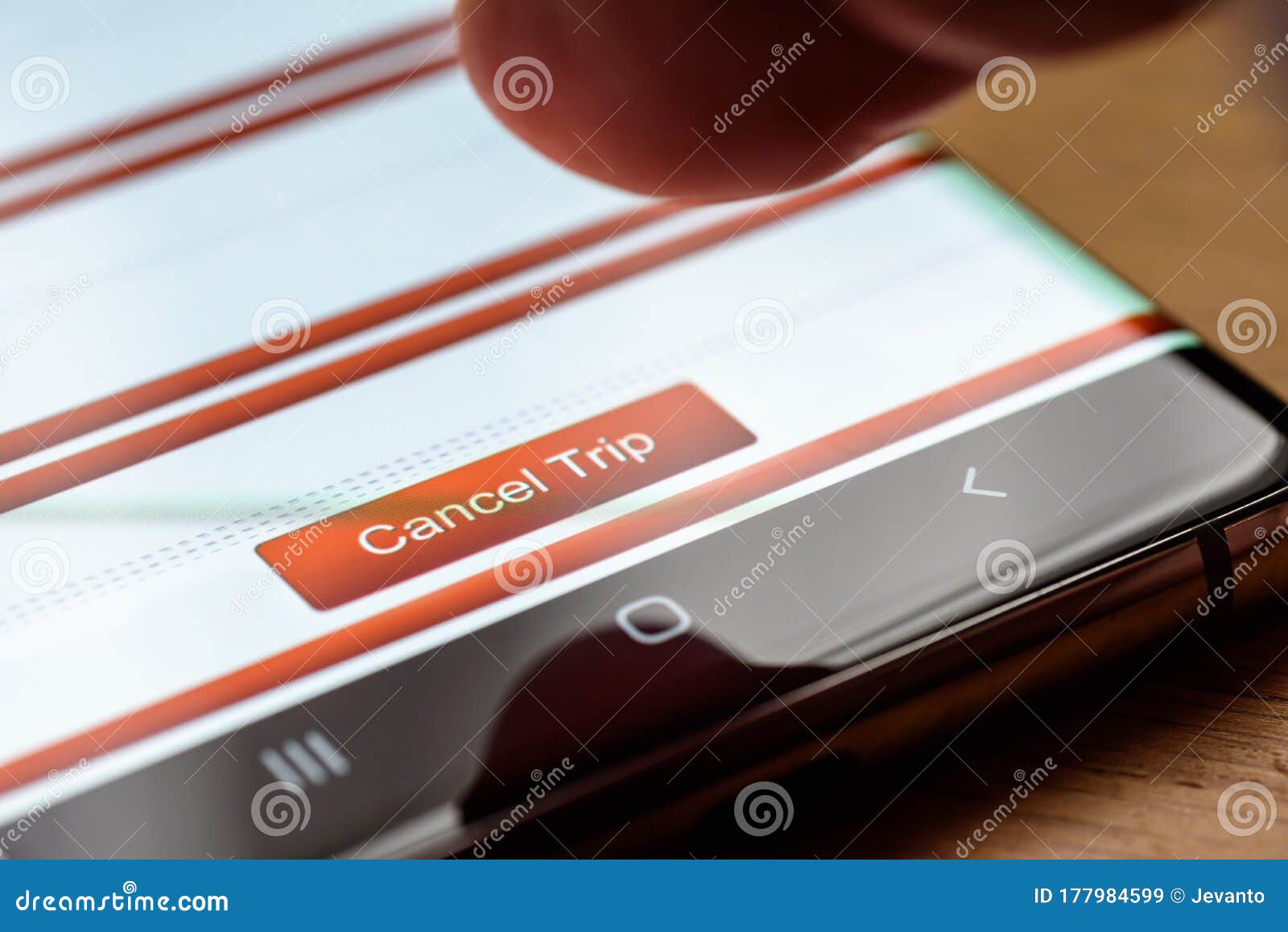 Cancel Trip Text Button on Smart Phone Screen Stock Image - Image of ...