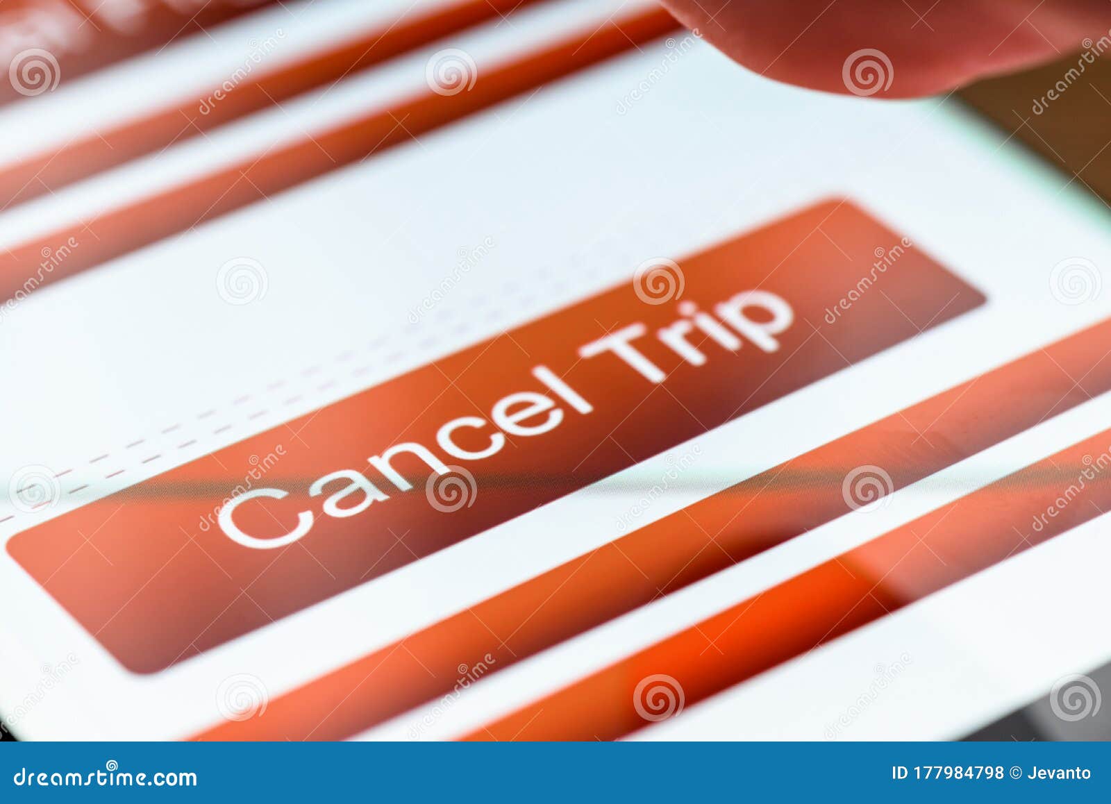 Cancel Trip Text Button on Smart Phone Screen Stock Photo - Image of ...