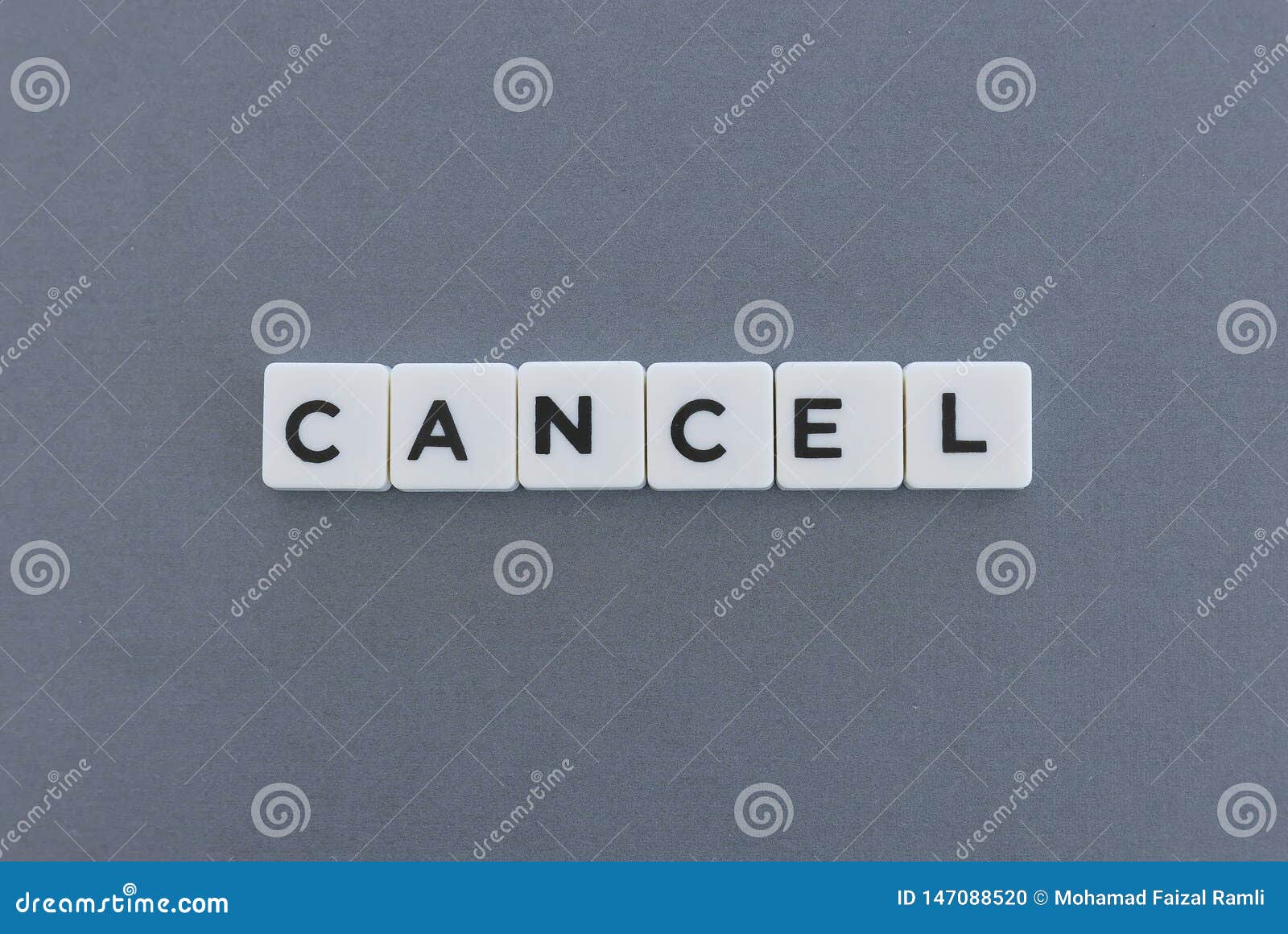 Cancel Word Made of Square Letter Word on Grey Background Stock Photo ...