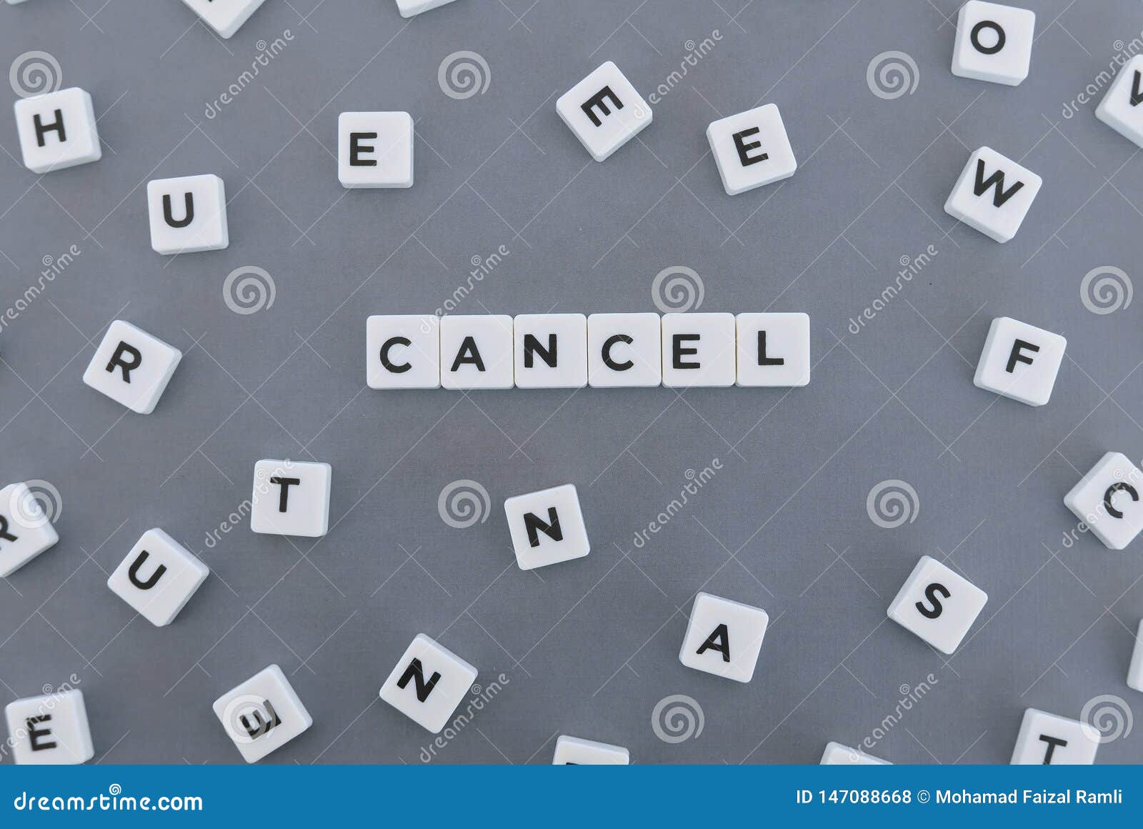 Cancel Word Made of Square Letter Word on Grey Background Stock Photo ...