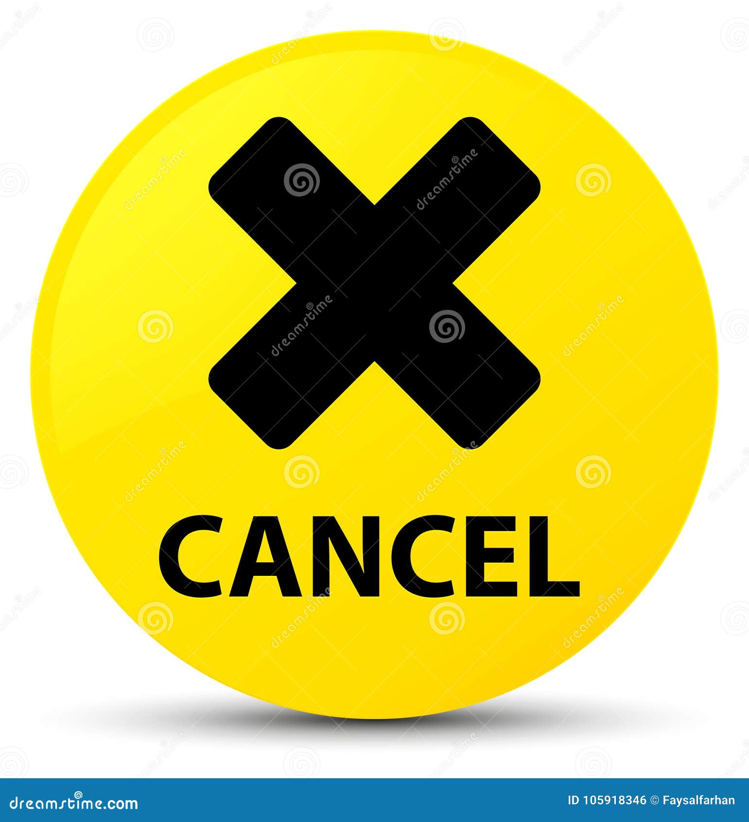 Cancel yellow round button stock illustration. Illustration of icon ...